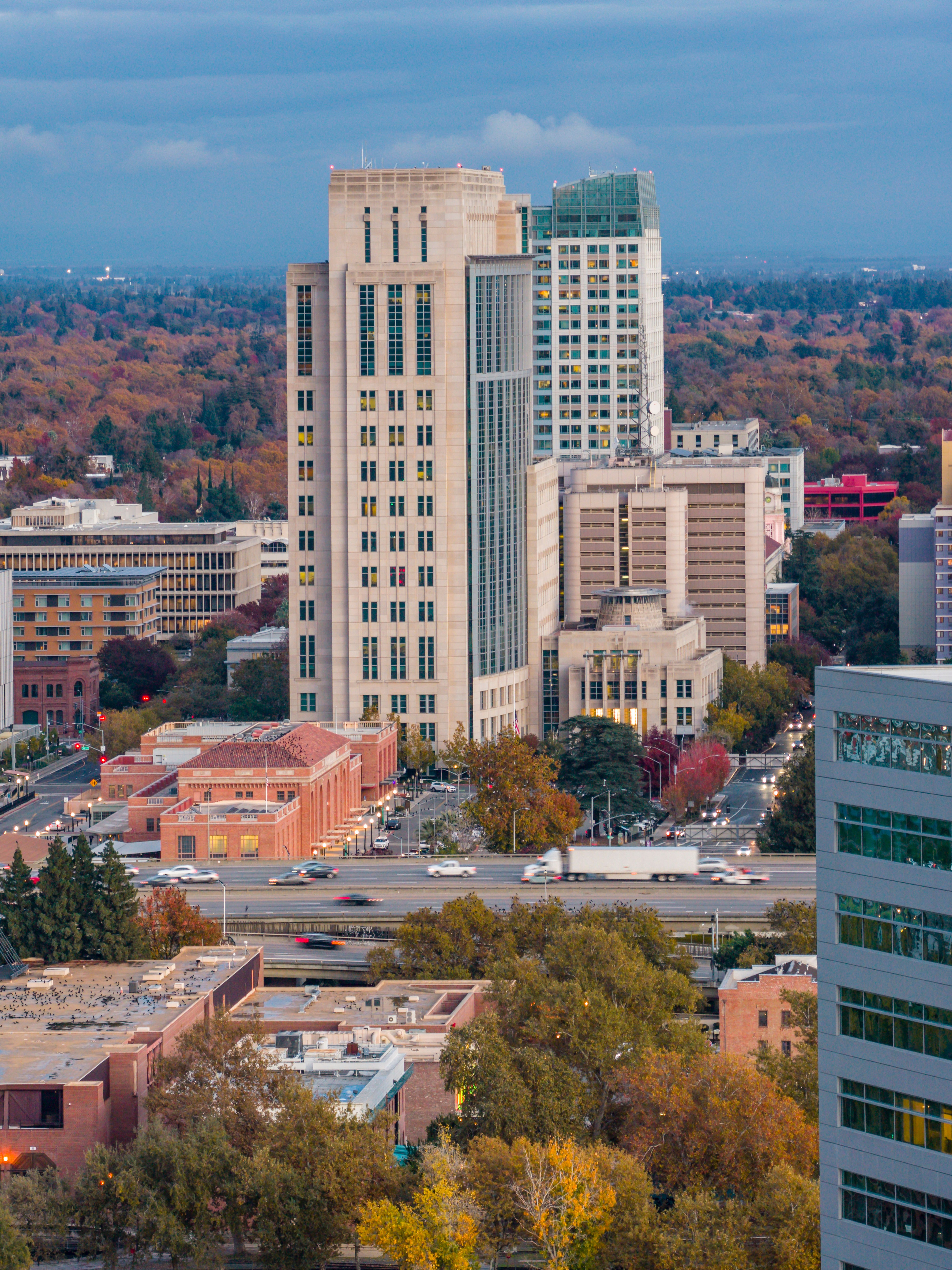 Aerial View of Downtown Sacramento in Fall · Free Stock Photo