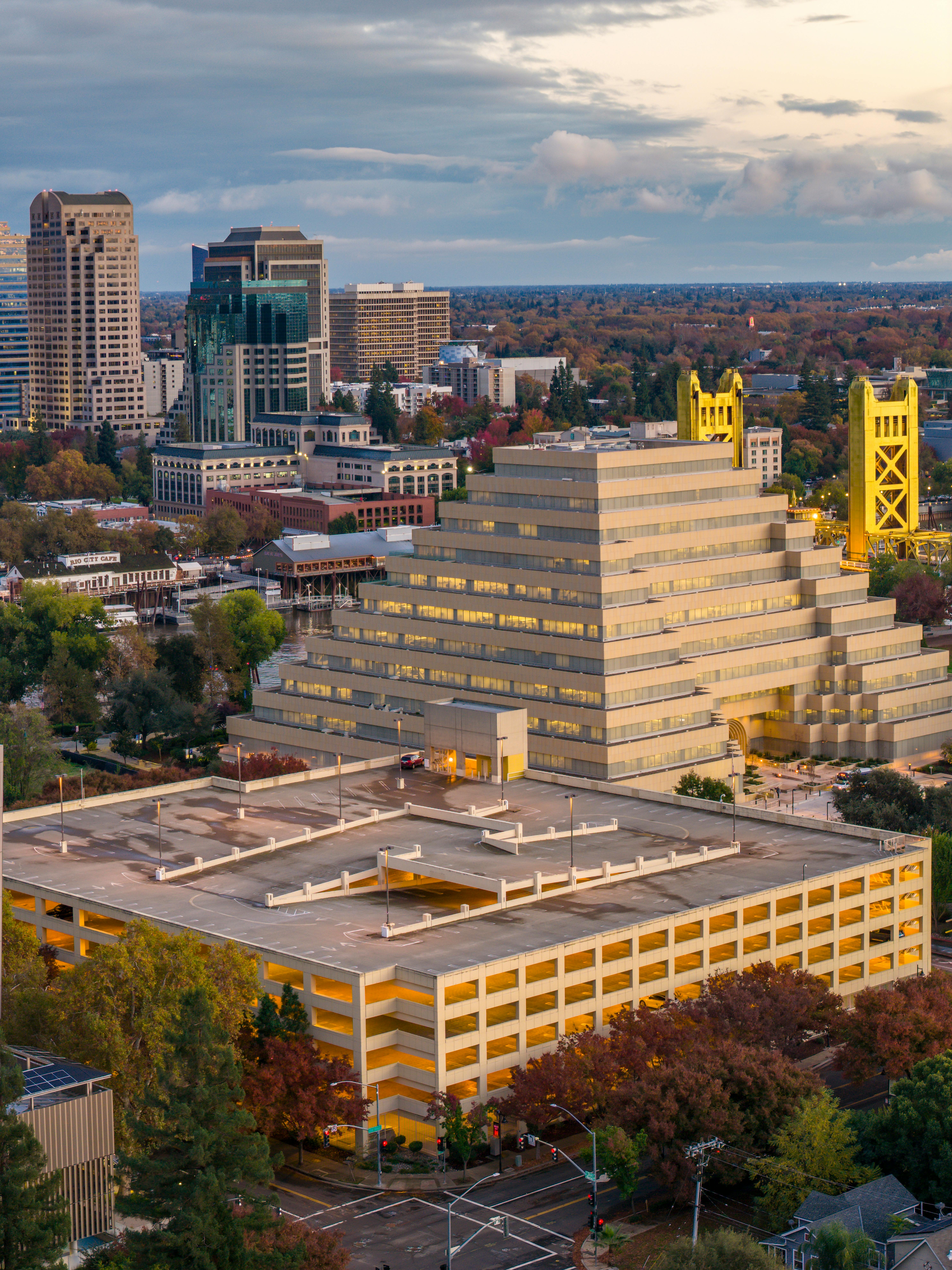 Aerial View of Sacramento's Iconic Ziggurat Building · Free Stock Photo