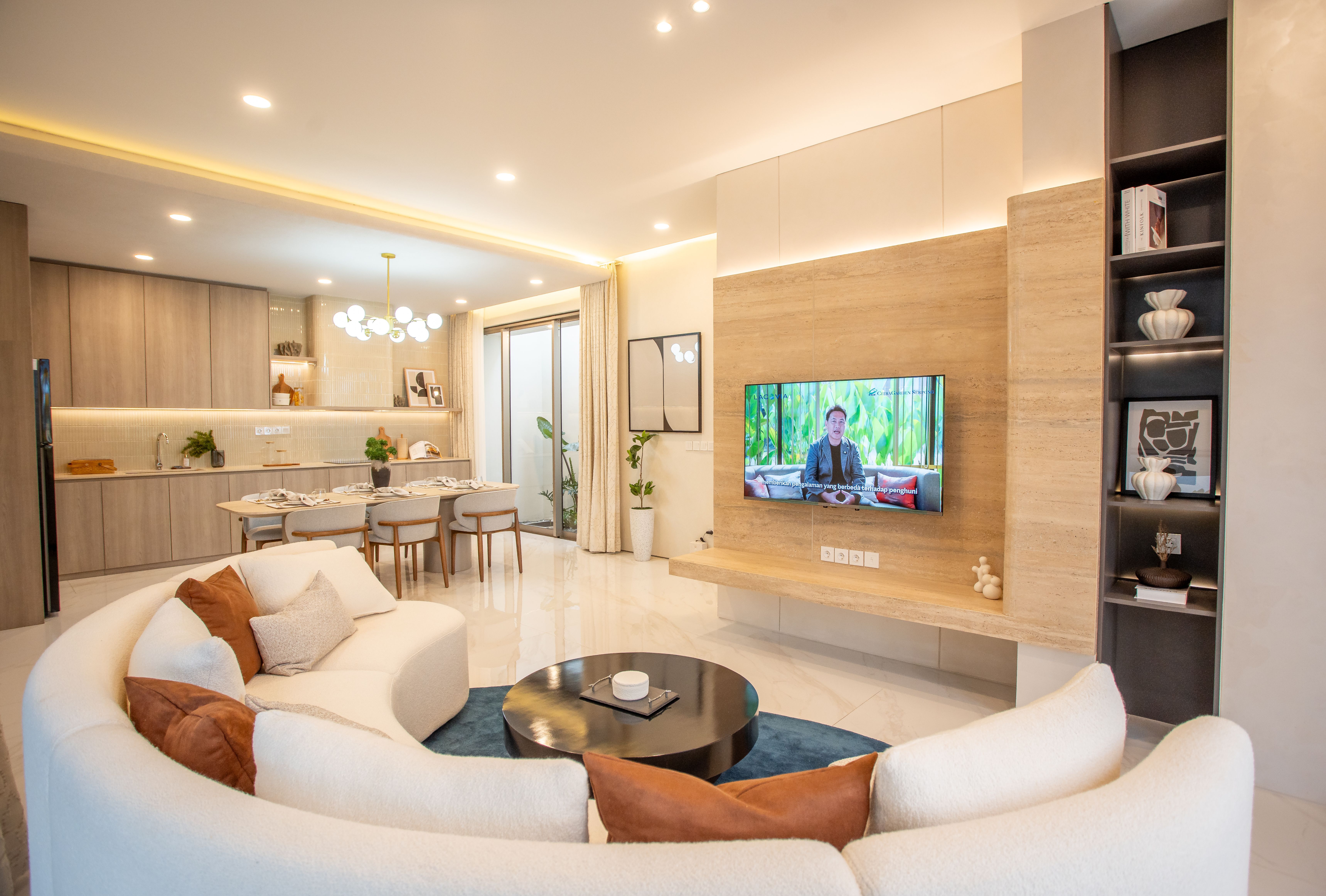 Sala De Estar E Cozinha Modernas Em Plano Aberto. · Foto profissional ...