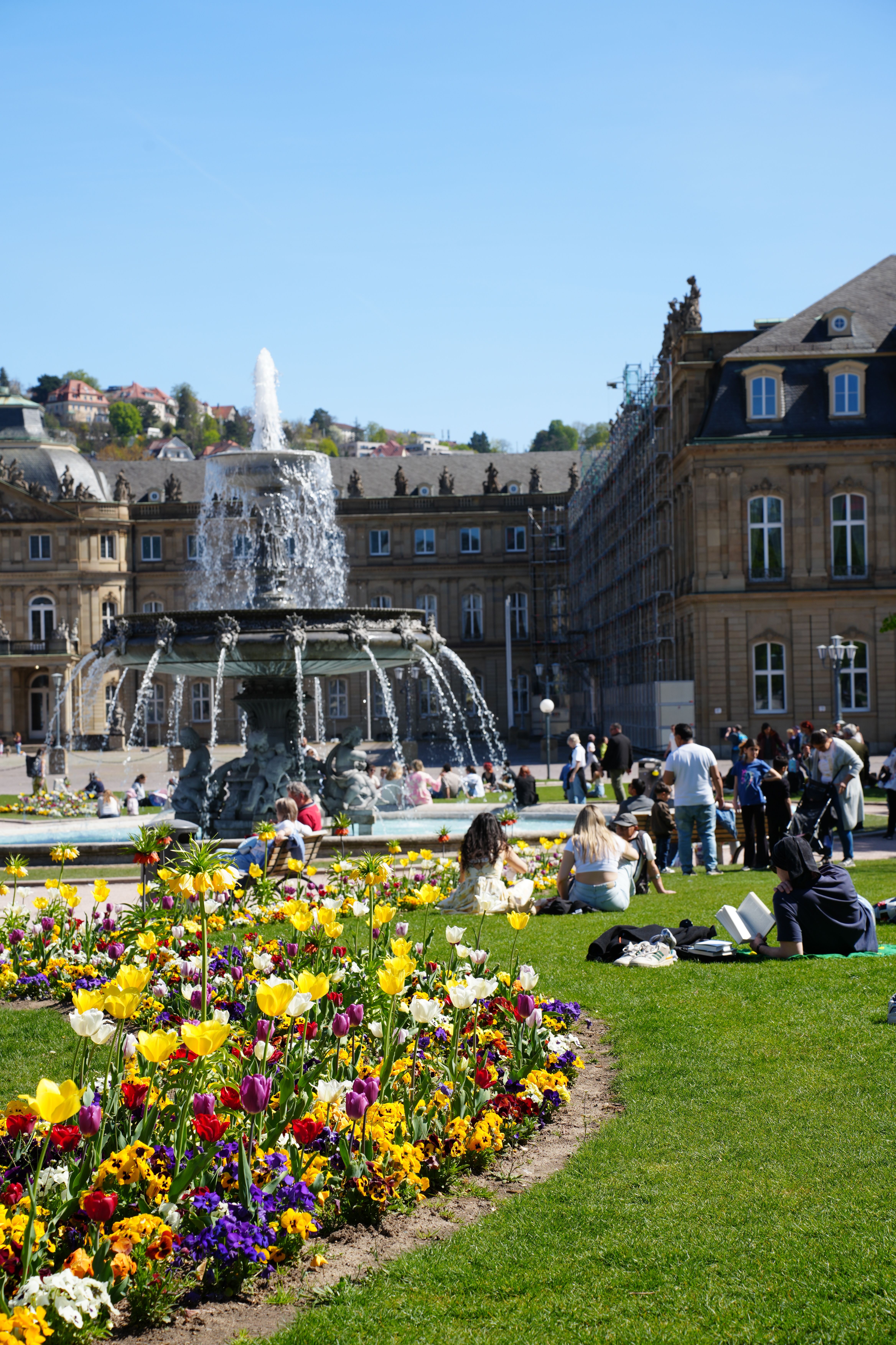 Vibrant Spring Day at Stuttgart's Palace Square · Free Stock Photo