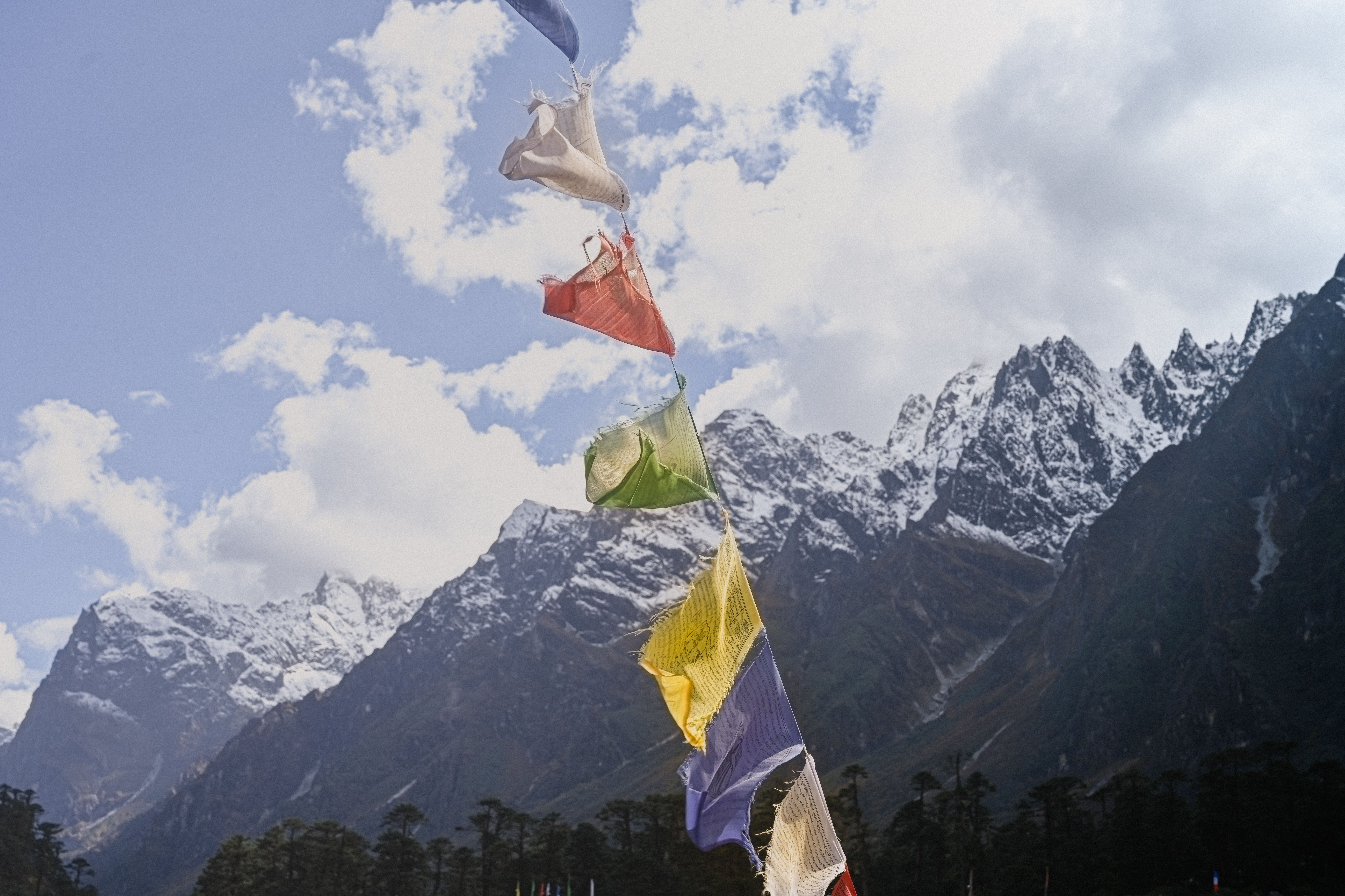 Colorful Prayer Flags Against Sikkim Mountains · Free Stock Photo