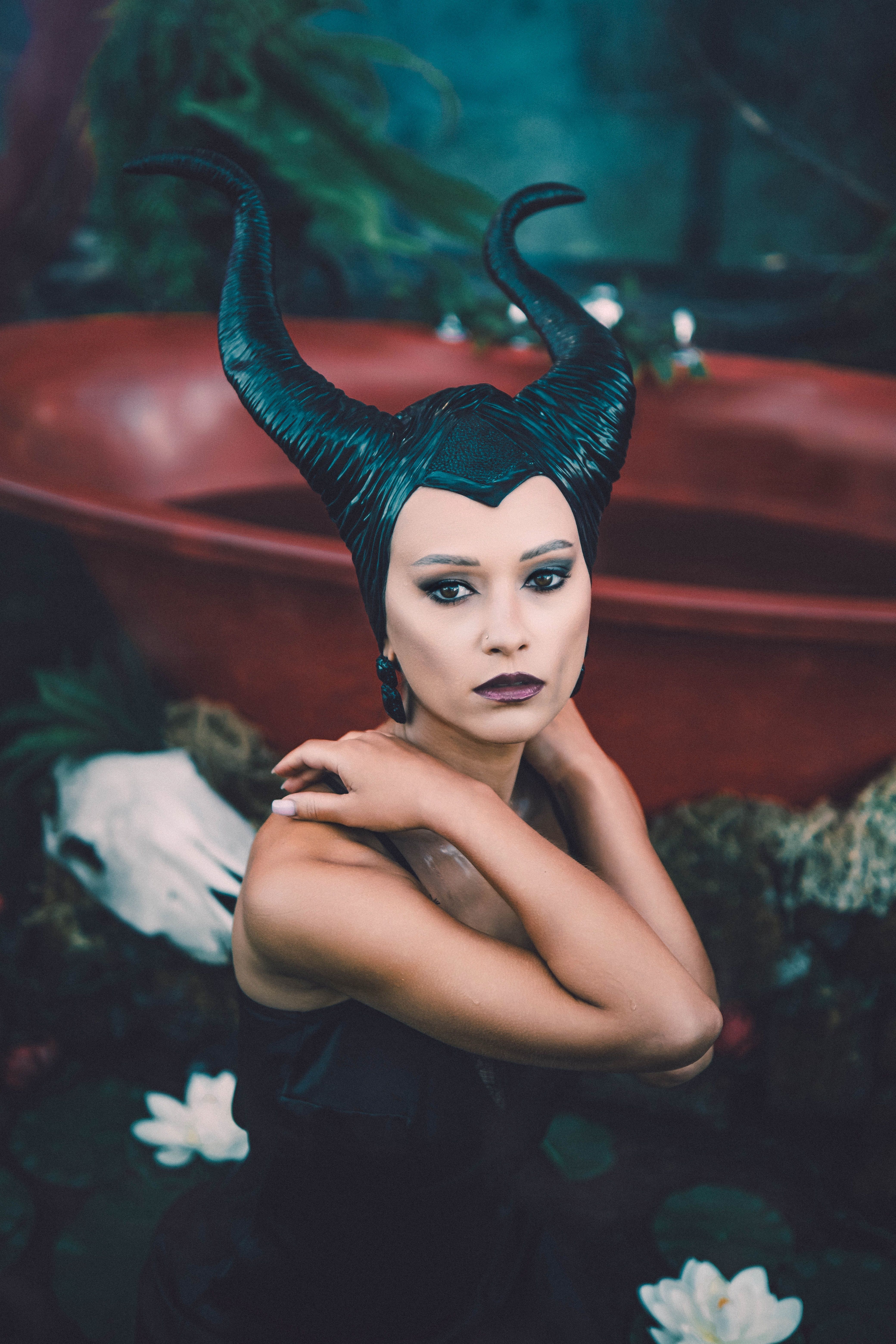 Fantasy Character in Dark Horned Costume · Free Stock Photo