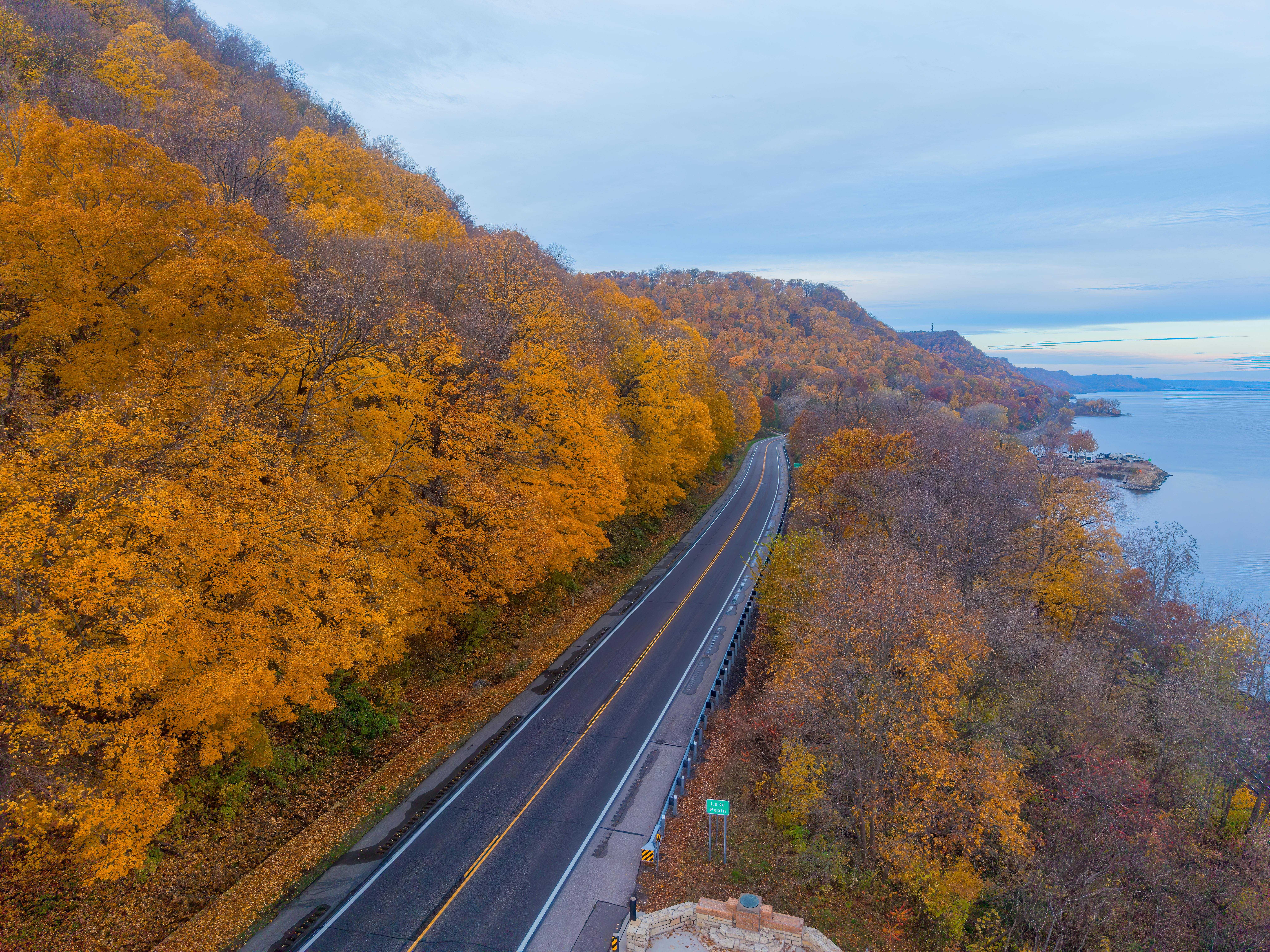 Scenic Autumn Road in Reads Landing, Minnesota · Free Stock Photo