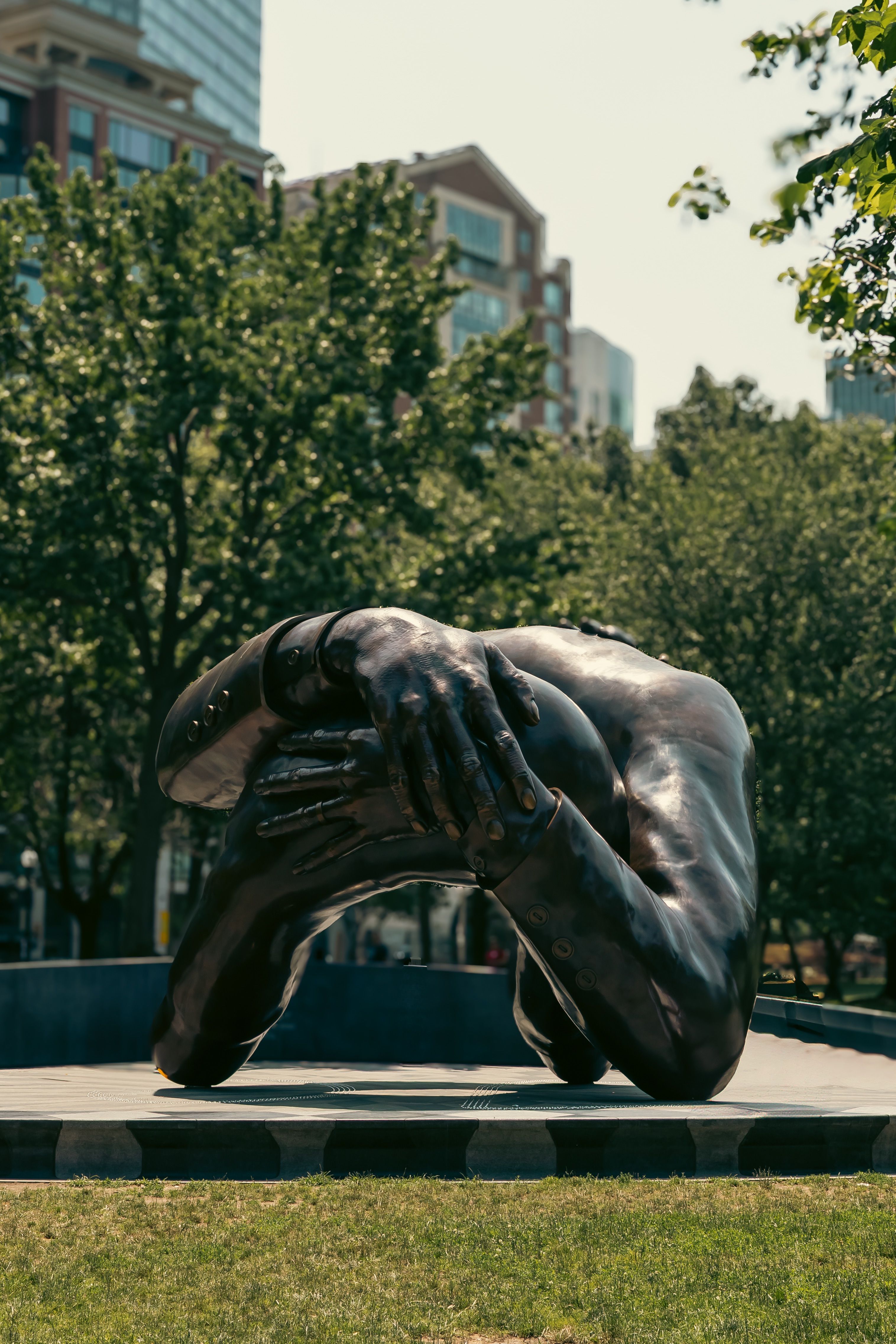 Embrace Sculpture in Boston's Urban Park · Free Stock Photo