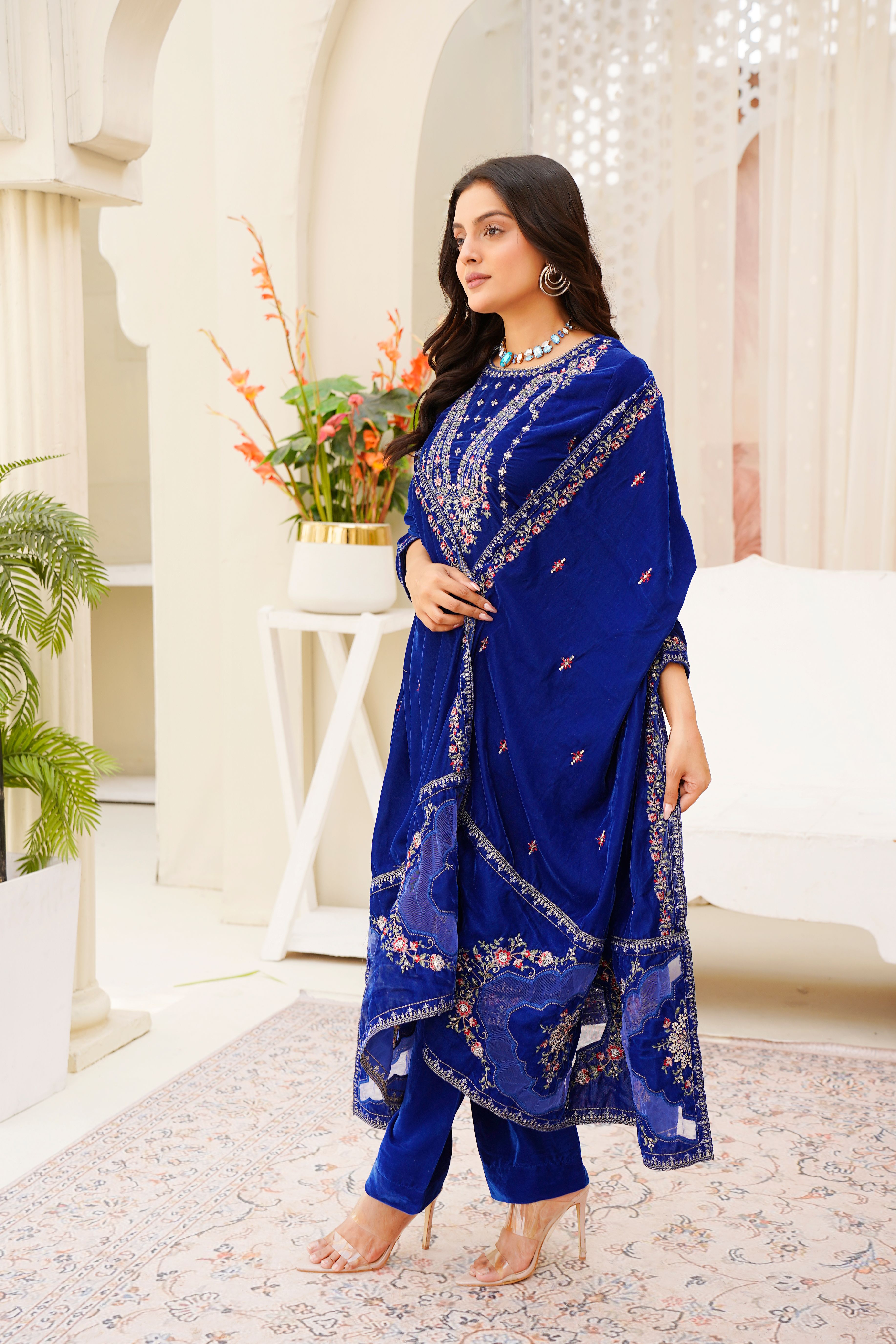 Elegant Blue Traditional Dress in Lahore Interior · Free Stock Photo