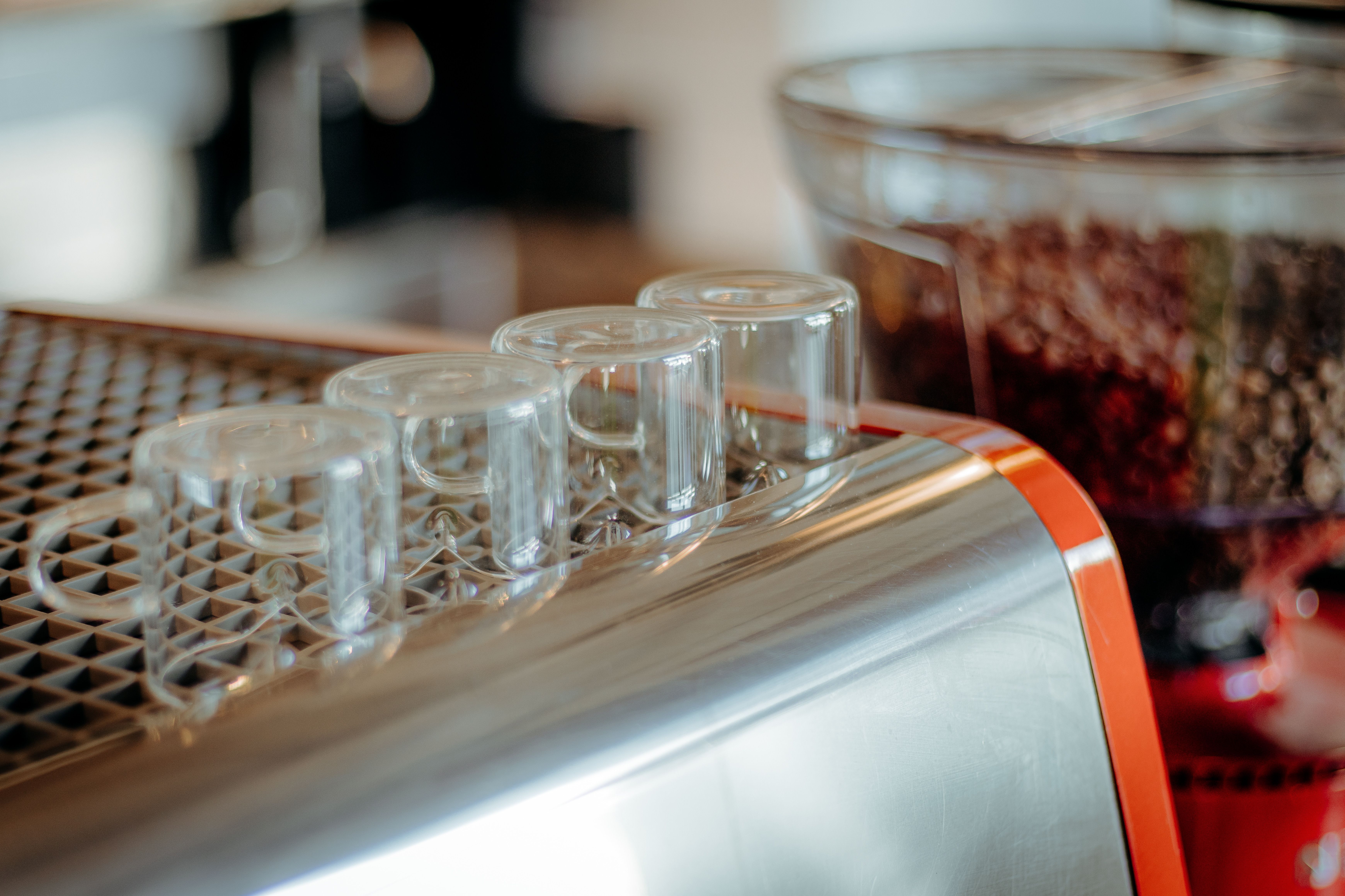Close-up of Espresso Machine with Glass Cups · Free Stock Photo