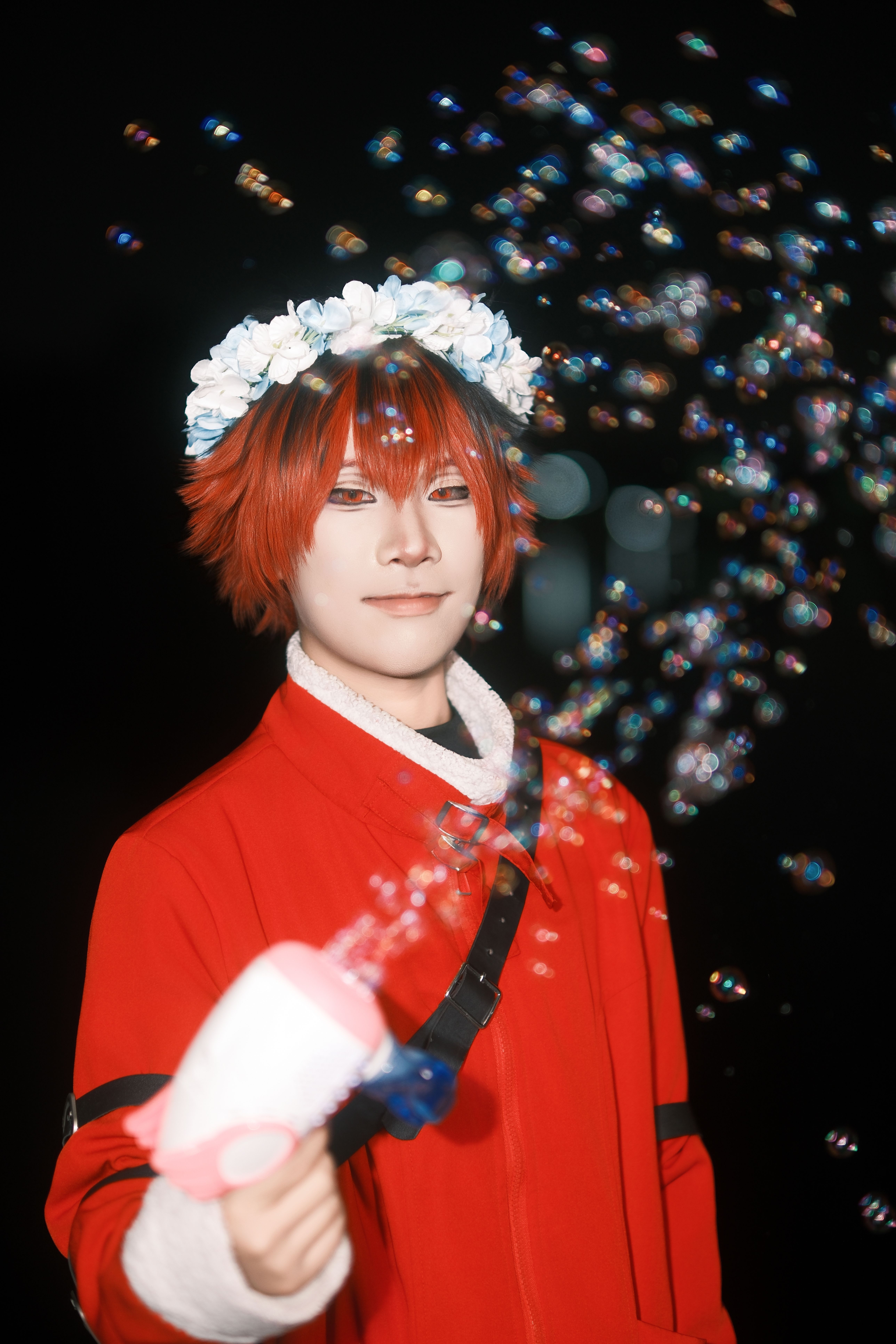 Cosplayer Blowing Bubbles at Night · Free Stock Photo