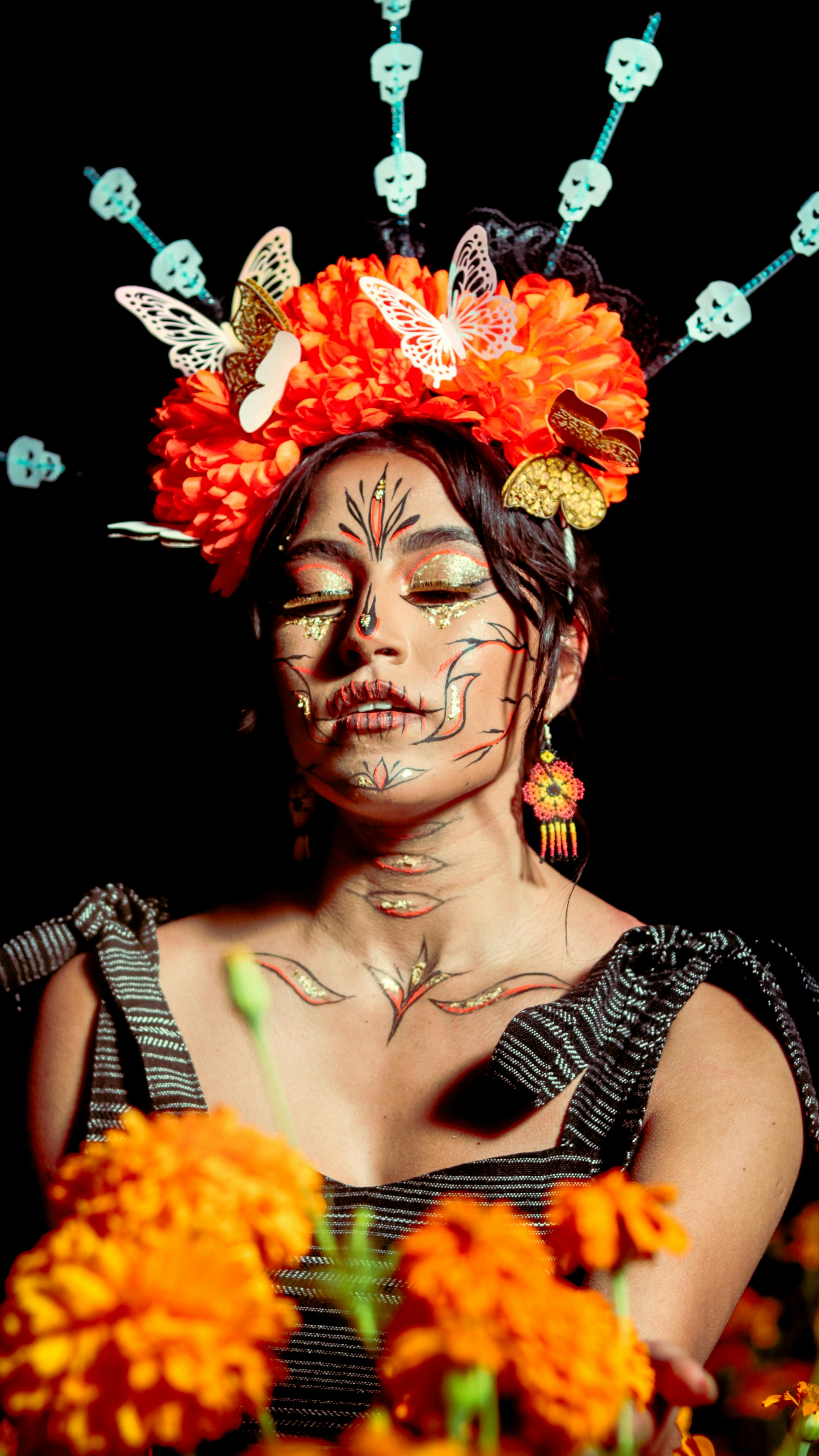 Vibrant Day of the Dead Celebration Portrait · Free Stock Photo