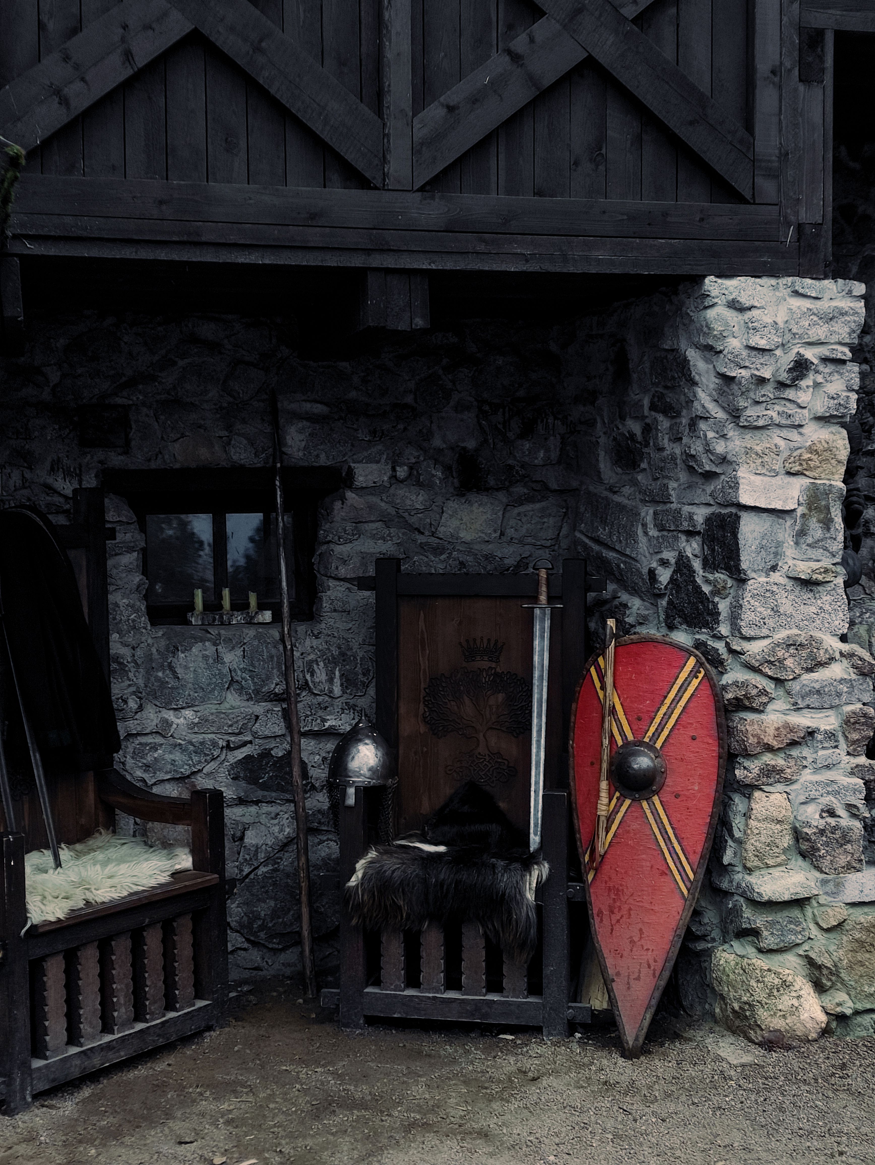 Medieval Armory Setting with Shield and Armor · Free Stock Photo