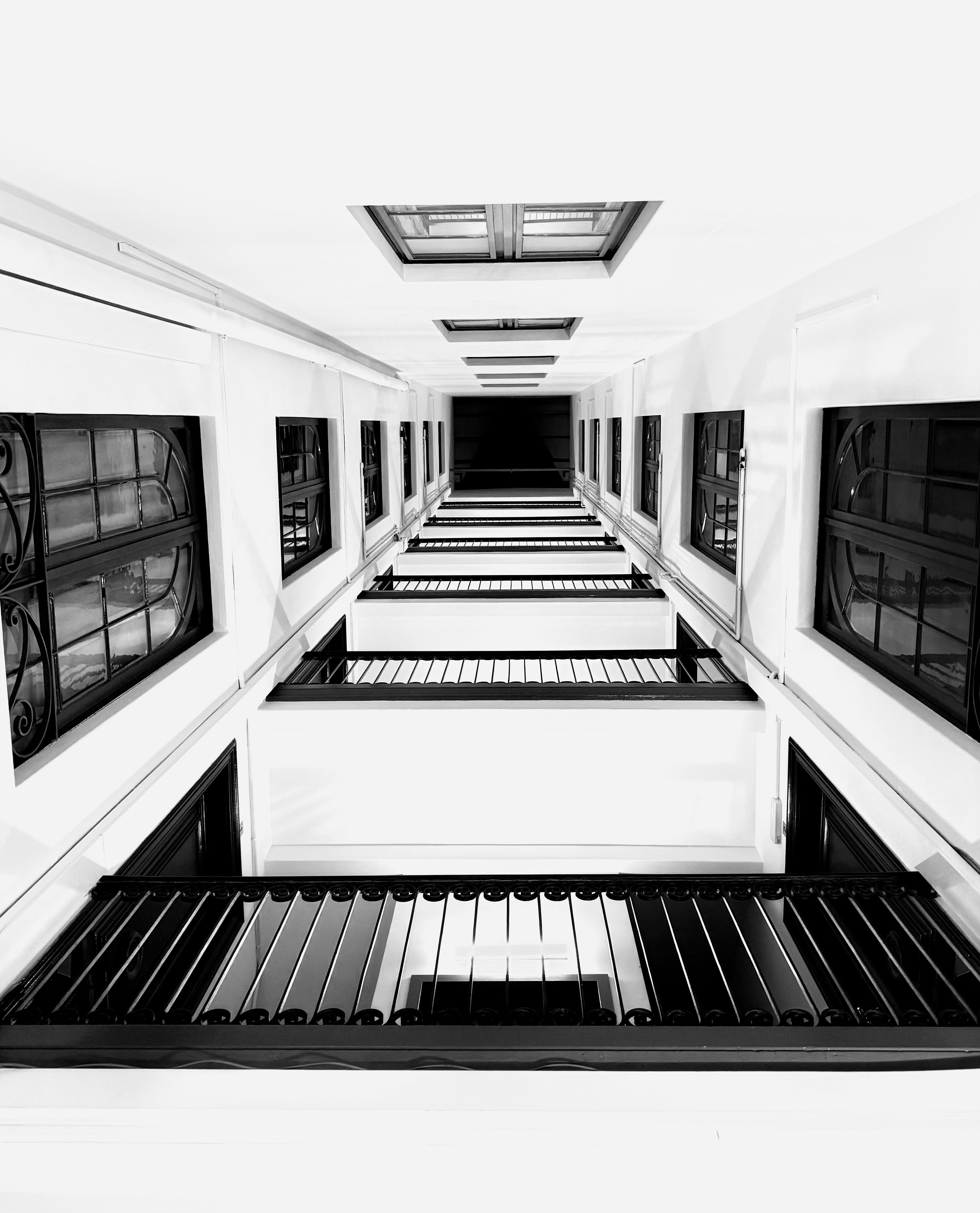 Abstract Upside-Down Building Interior in Black and White · Free Stock ...