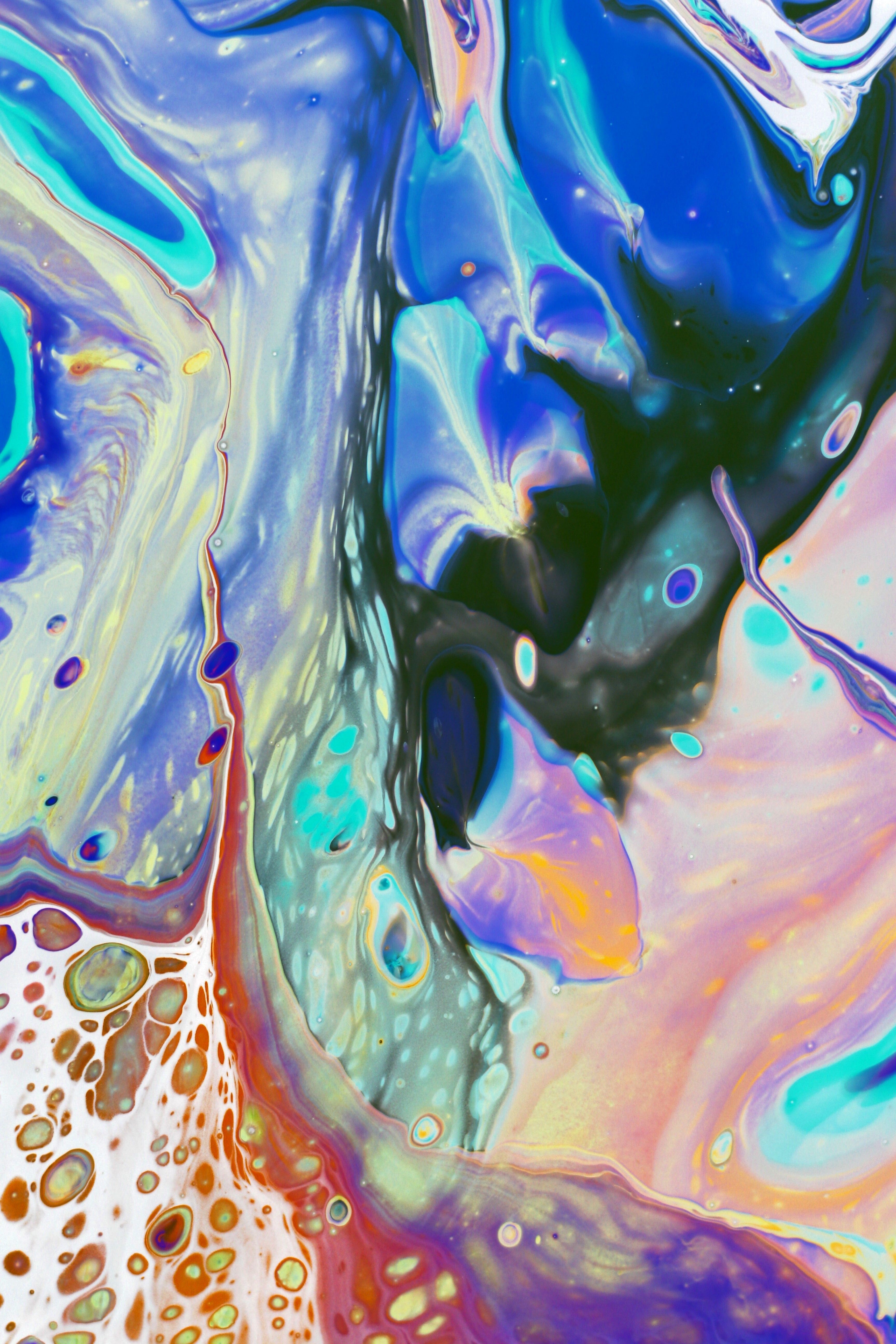 Colorful abstract oil painting with flow creating wavy lines · Free ...