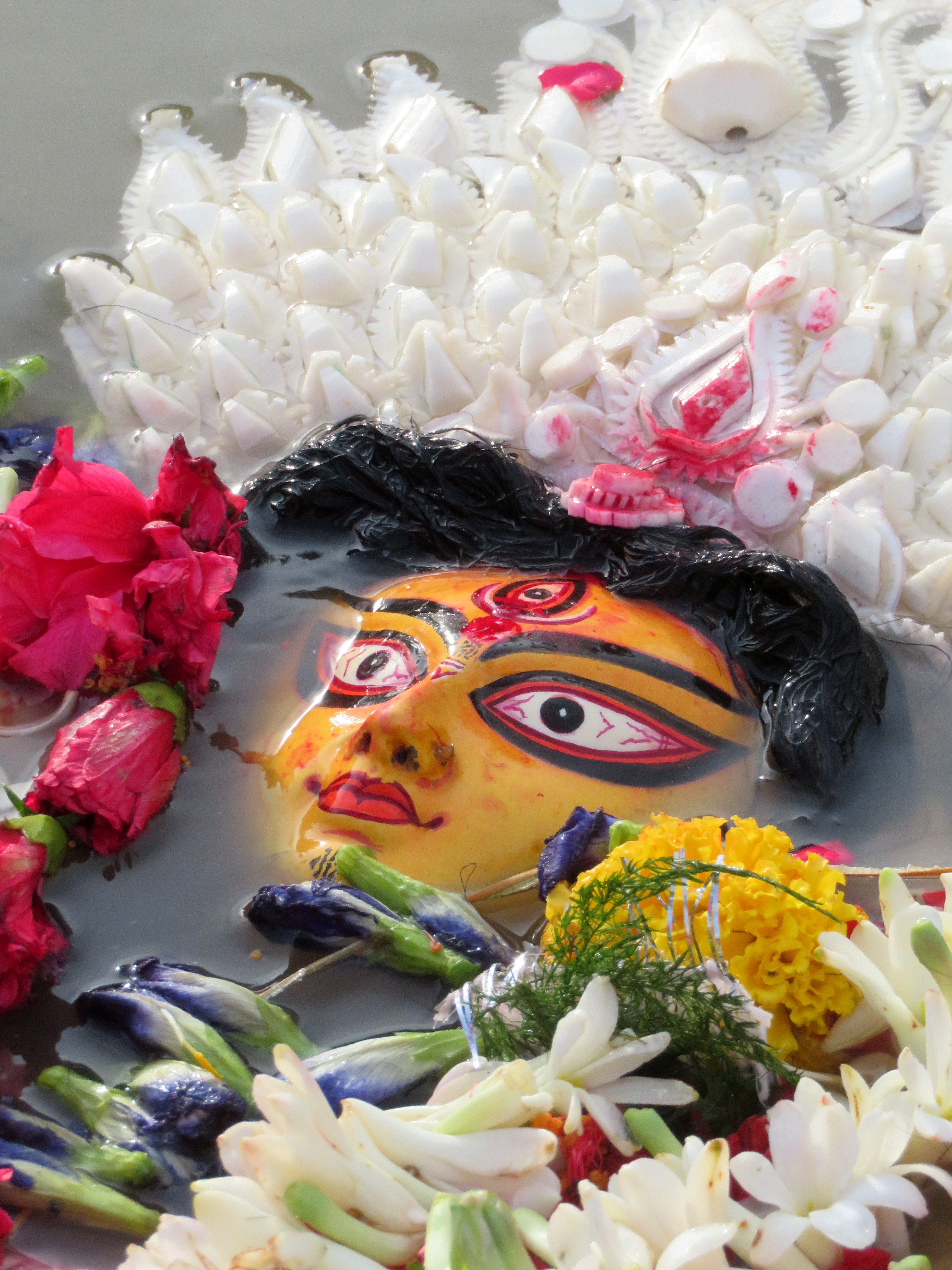 Vibrant Image of Durga Idol Immersed in Water · Free Stock Photo