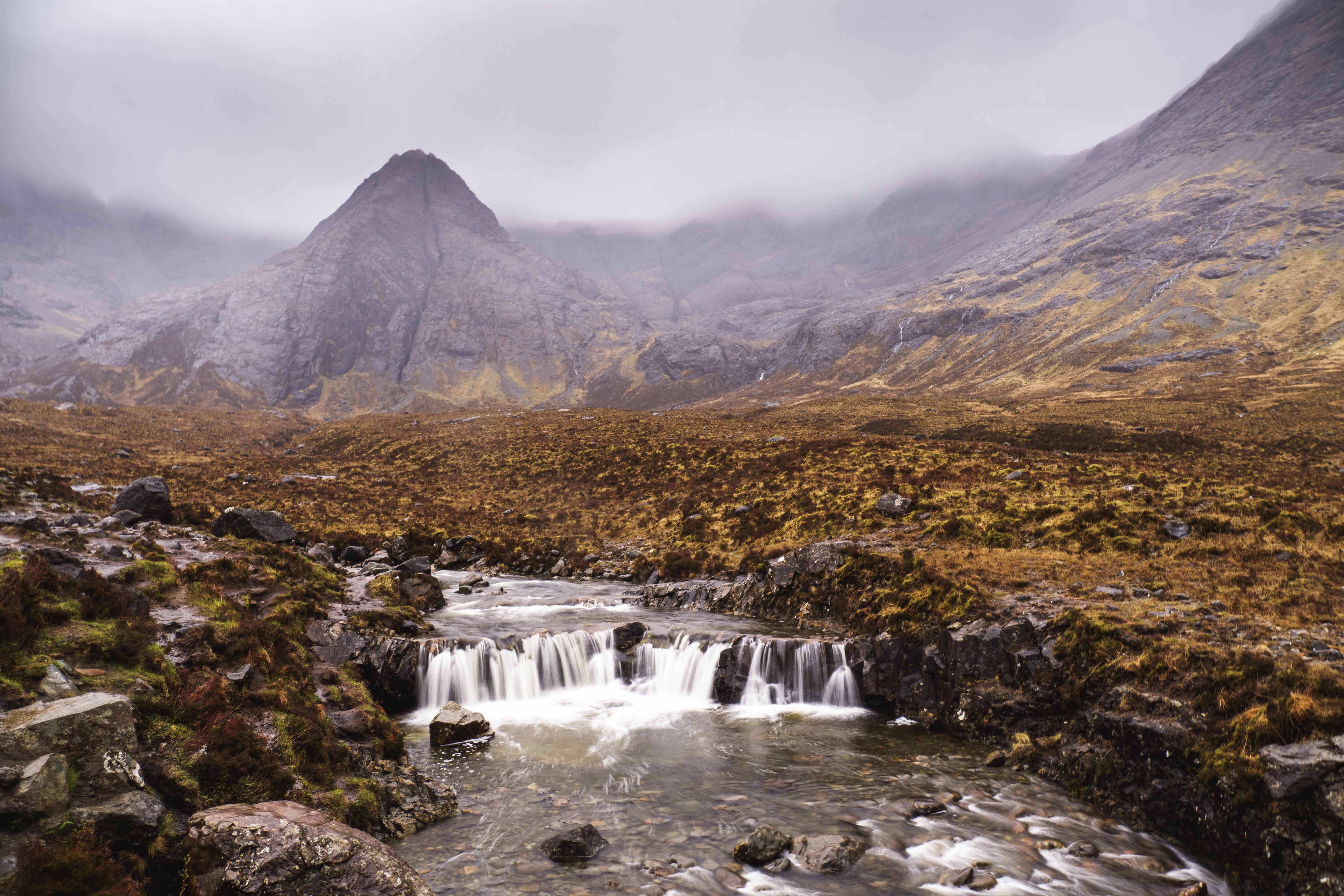 Majestic Scottish Highlands Waterfall Scene · Free Stock Photo