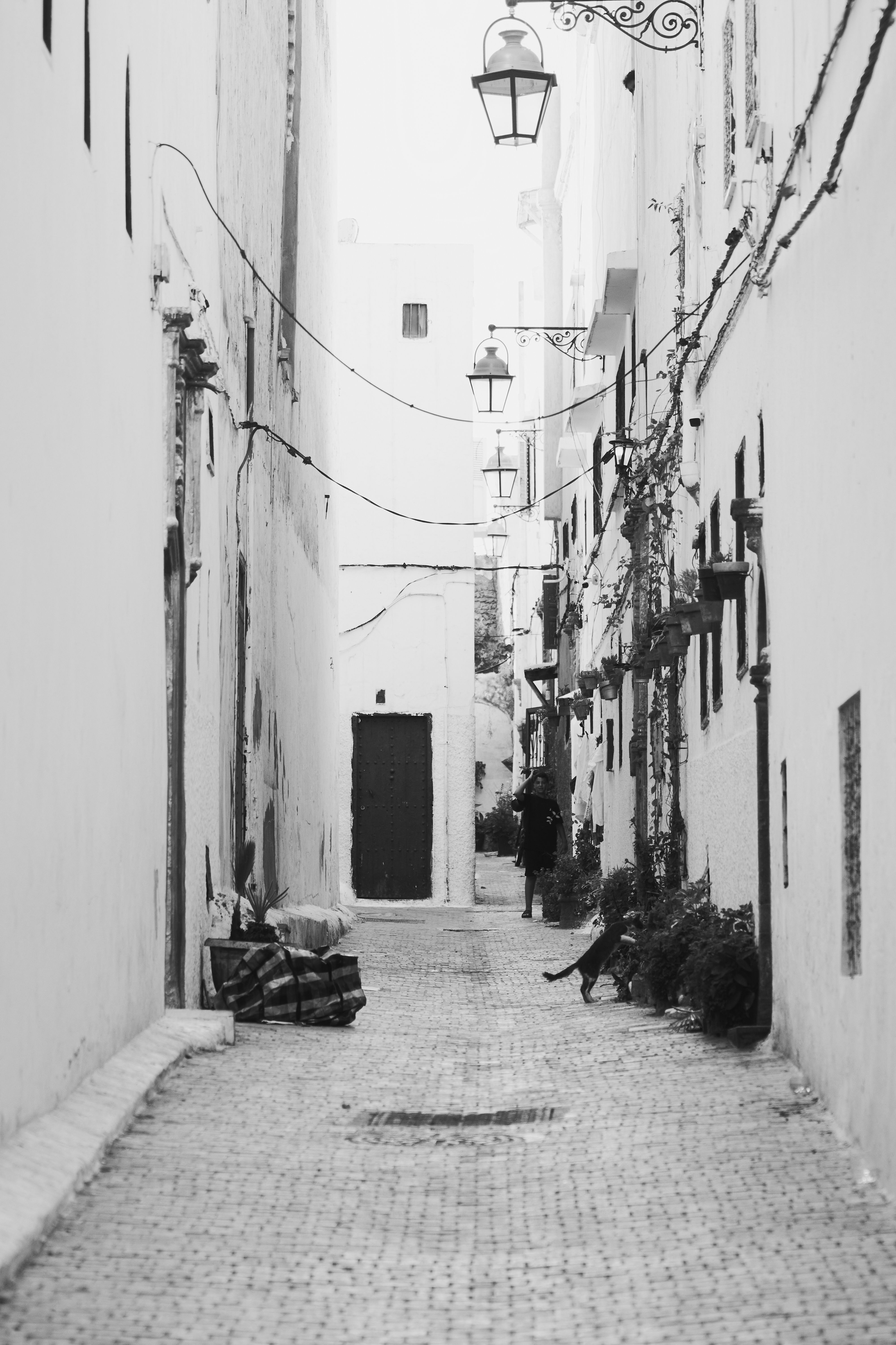 Black and White Moroccan Street Scene · Free Stock Photo