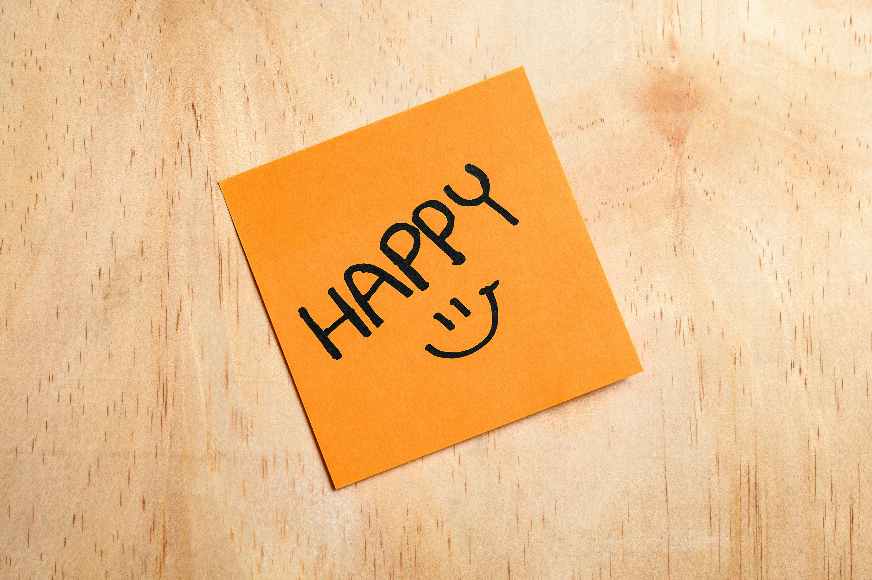 Orange Sticky Note with Happy Message · Free Stock Photo