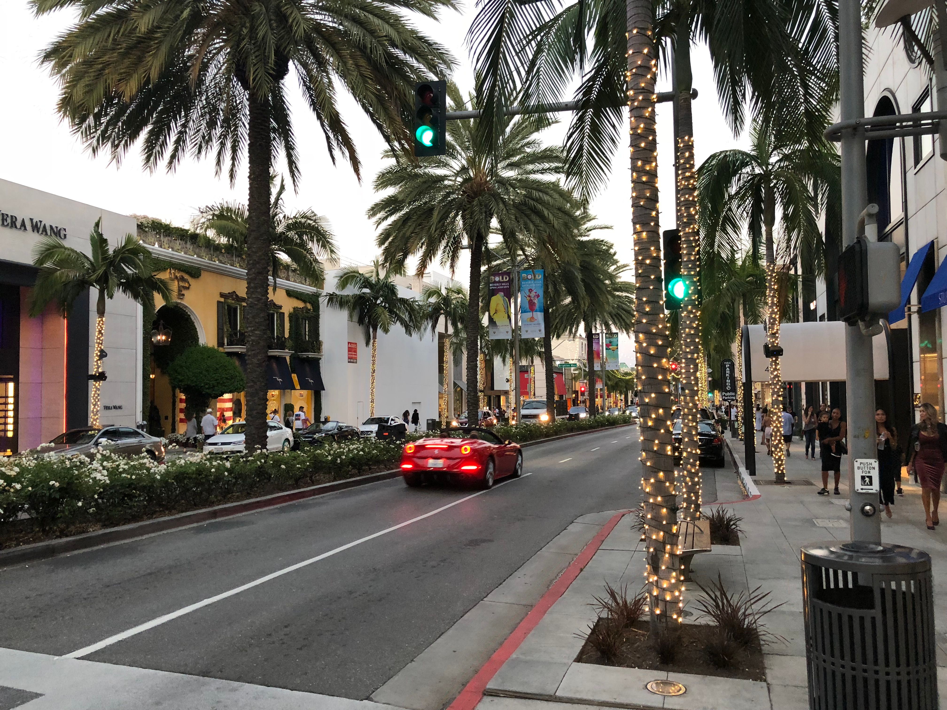 Iconic Rodeo Drive at dusk in Beverly Hills · Free Stock Photo