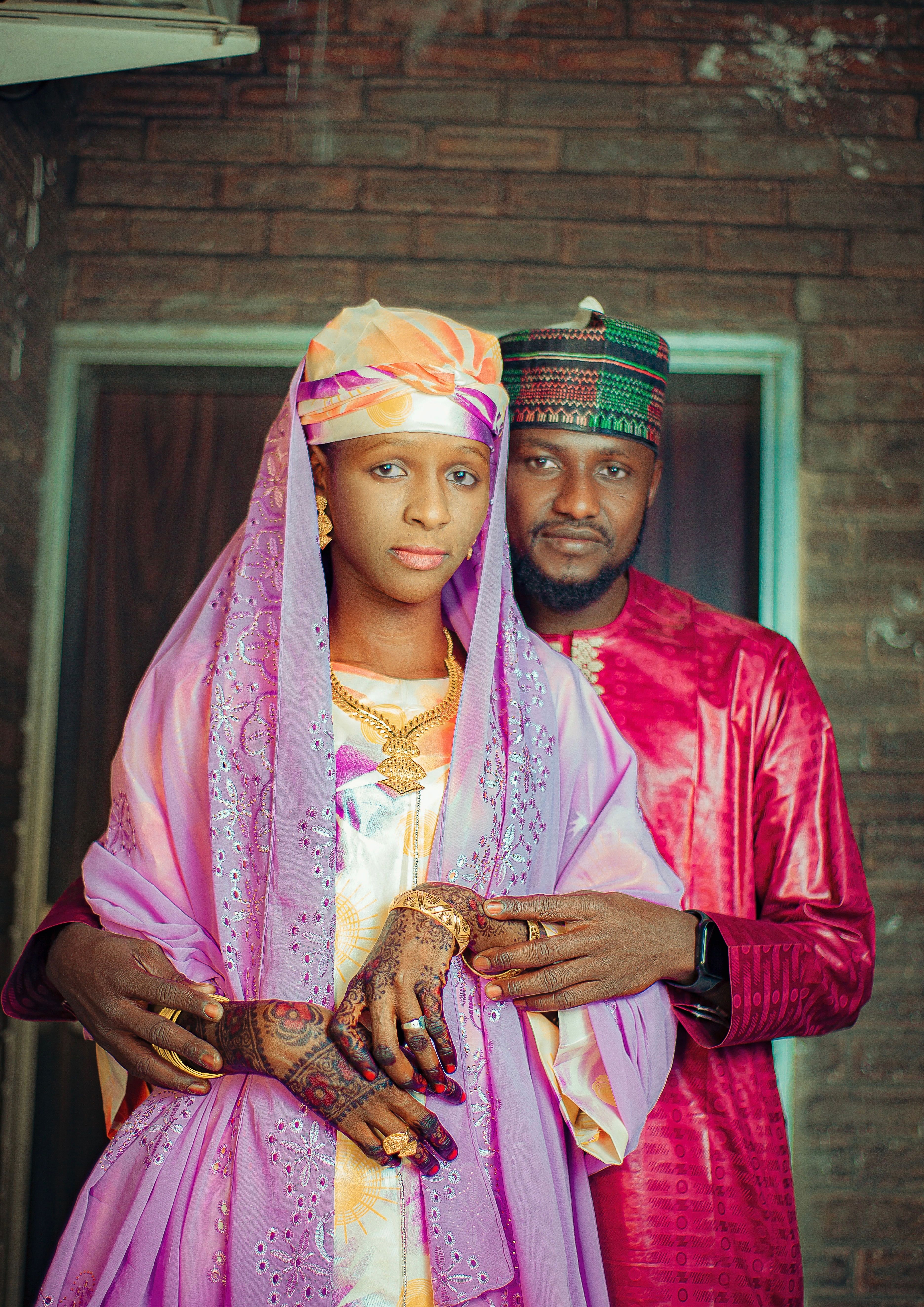 Cultural Wedding Portrait of Couple in Traditional Attire · Free Stock ...