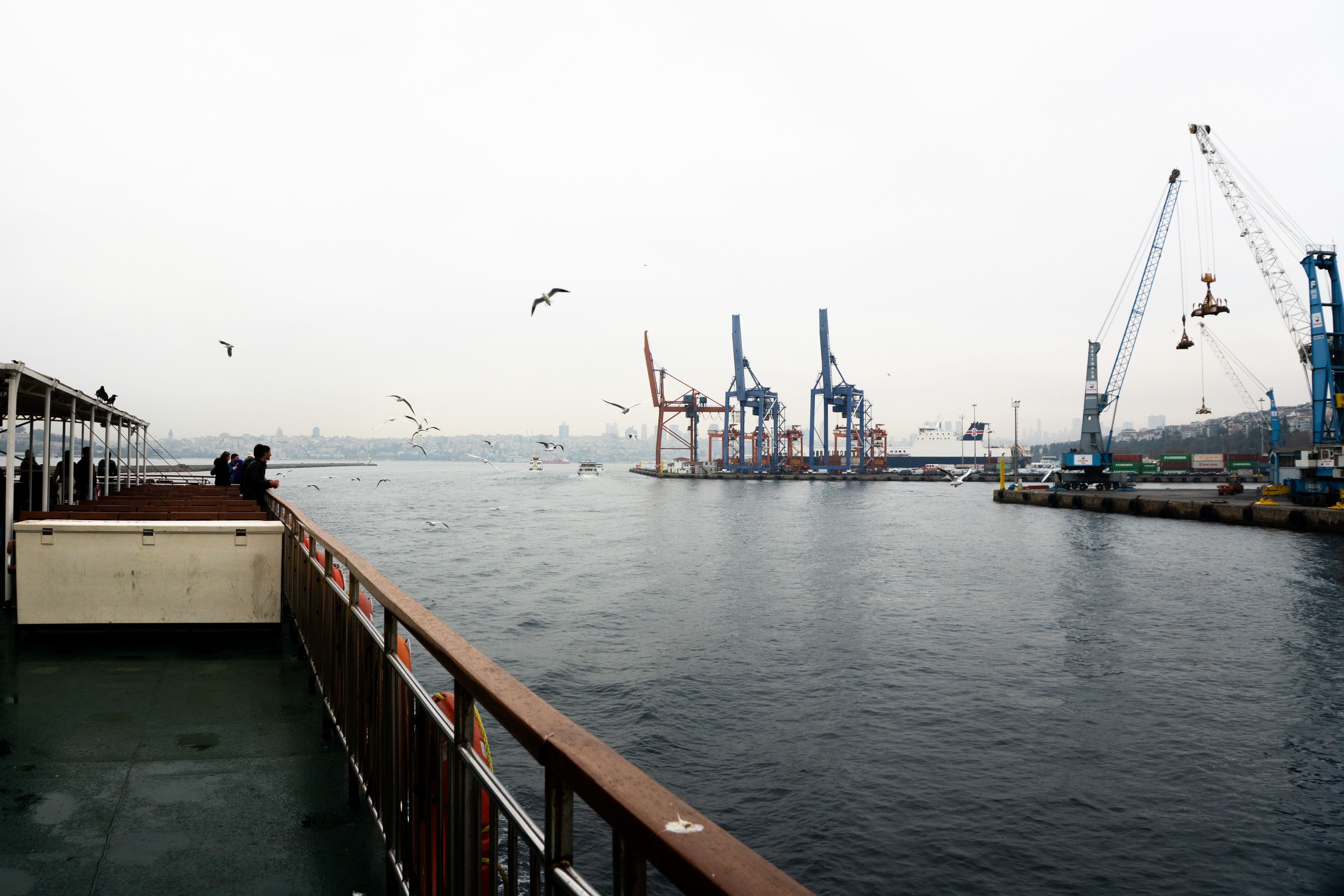 Istanbul Port View with Industrial Cranes · Free Stock Photo