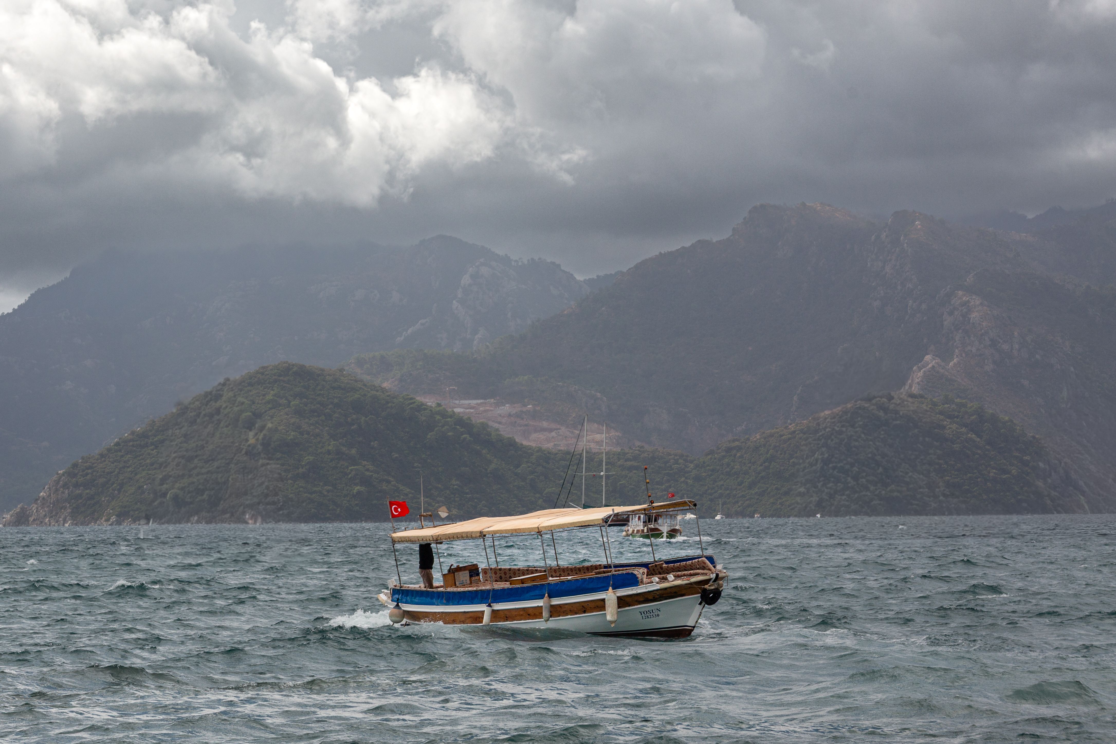 Scenic View of Boat in Aegean Sea Near Turkey · Free Stock Photo