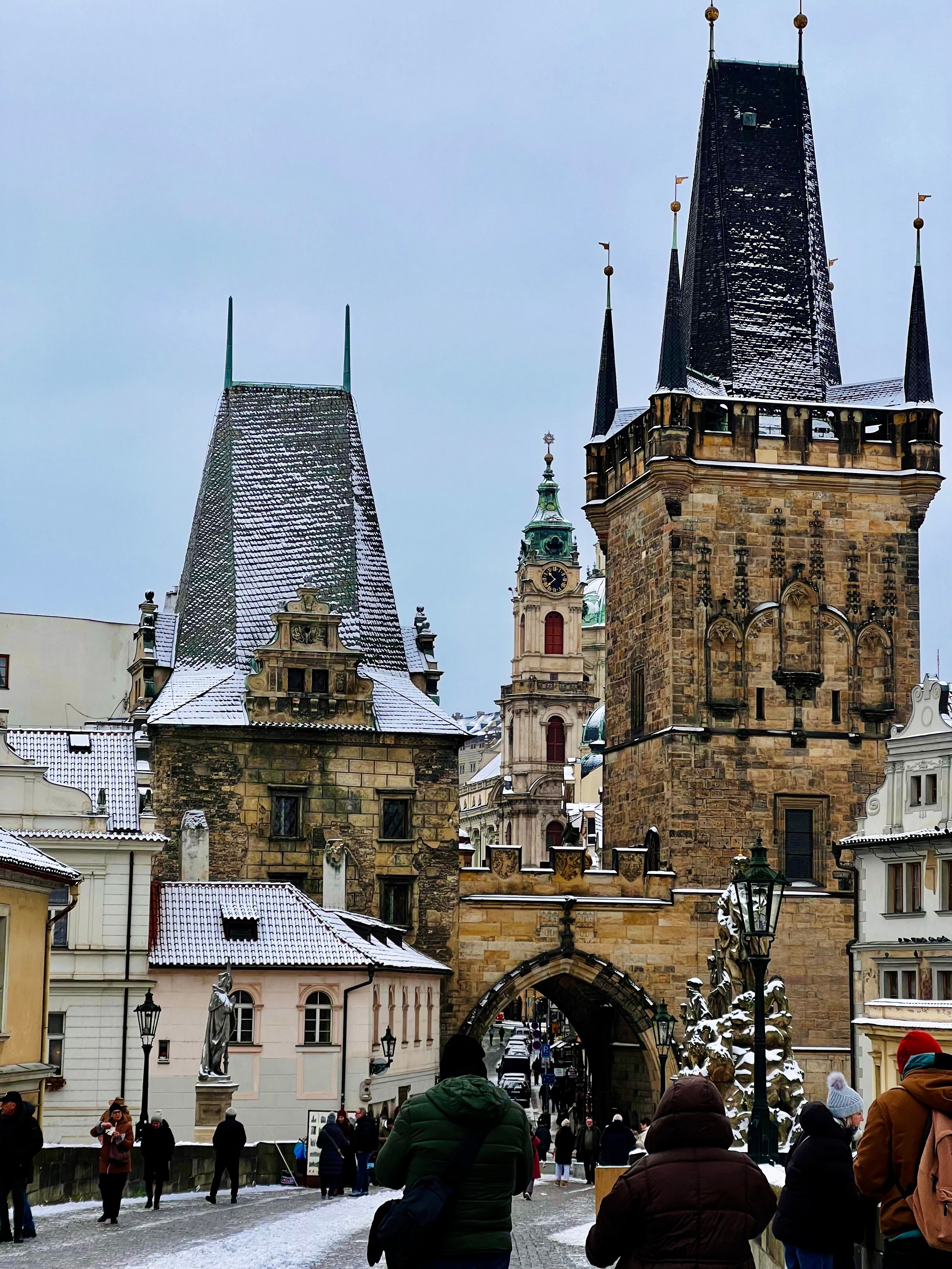Winter Scene at Charles Bridge Towers in Prague · Free Stock Photo