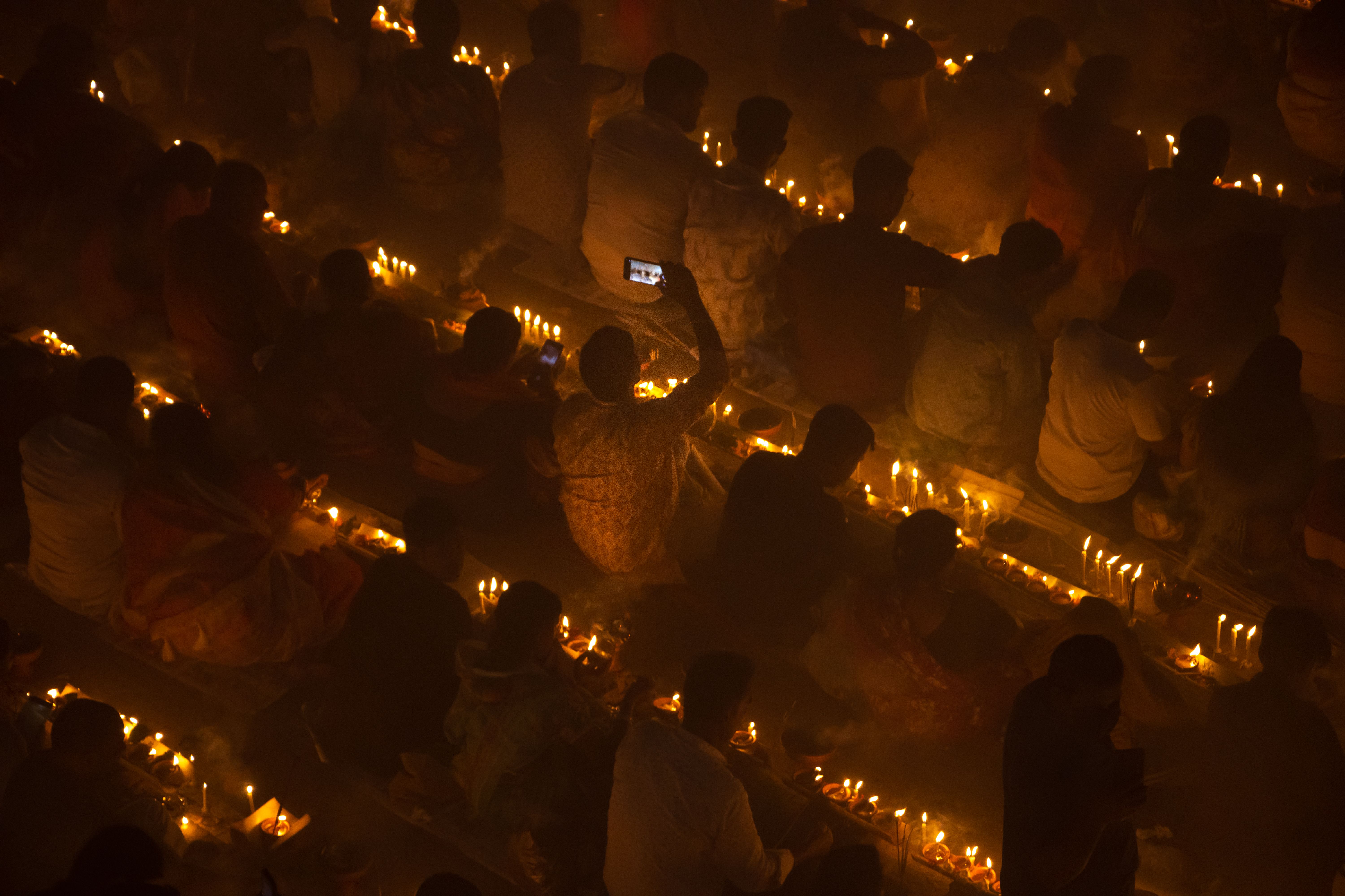 Nighttime Religious Ritual with Candlelight · Free Stock Photo