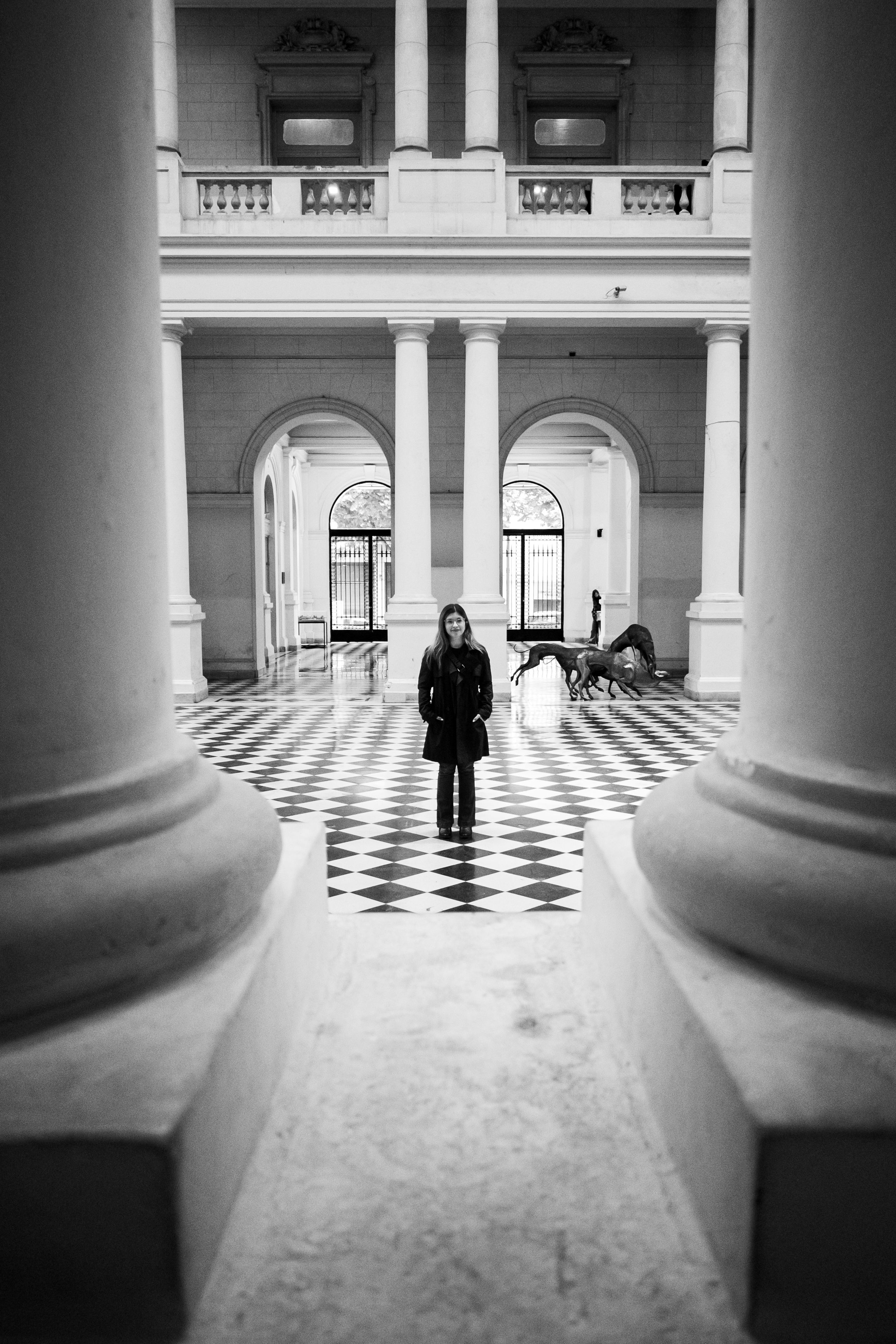 Elegant Black and White Portrait in Architectural Setting · Free Stock ...