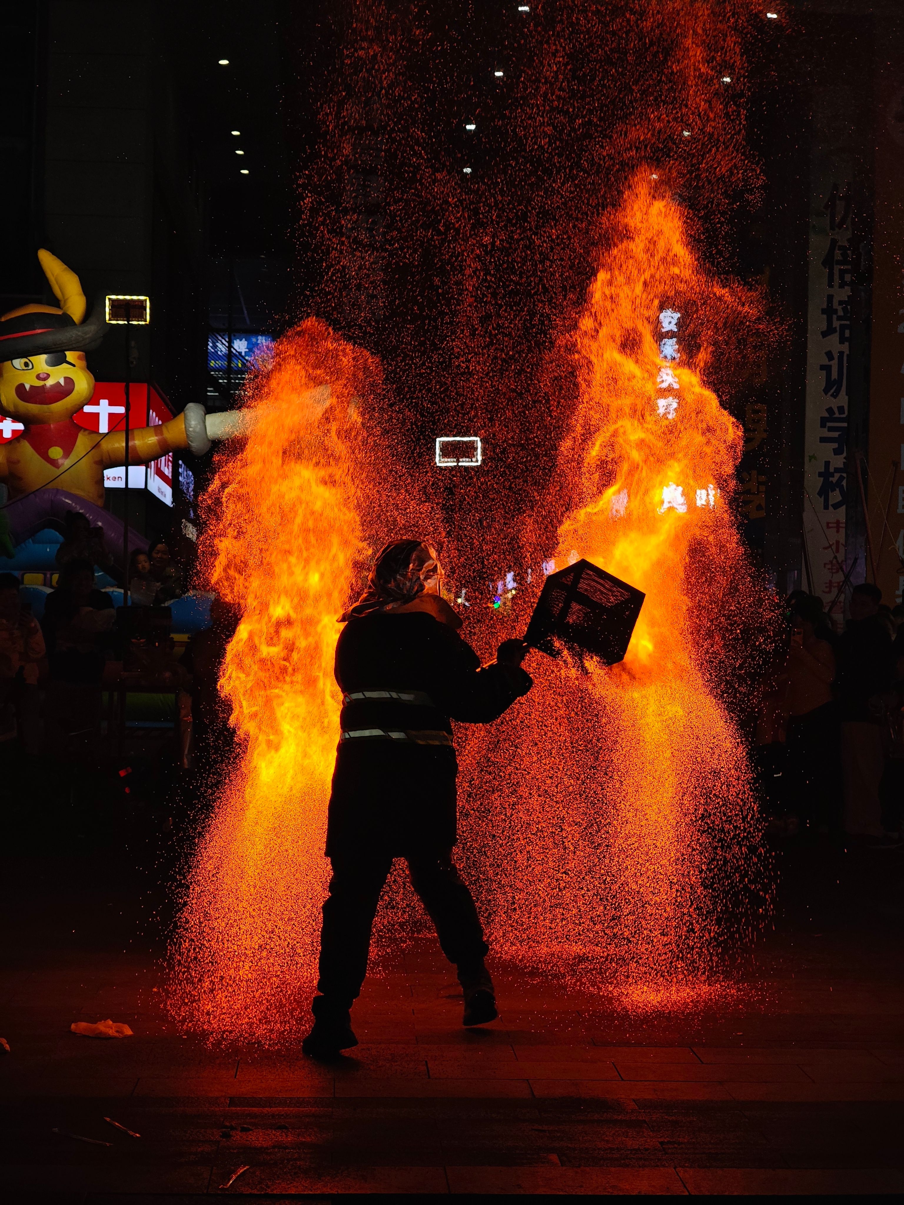 Dramatic Night Fire Performance Display · Free Stock Photo