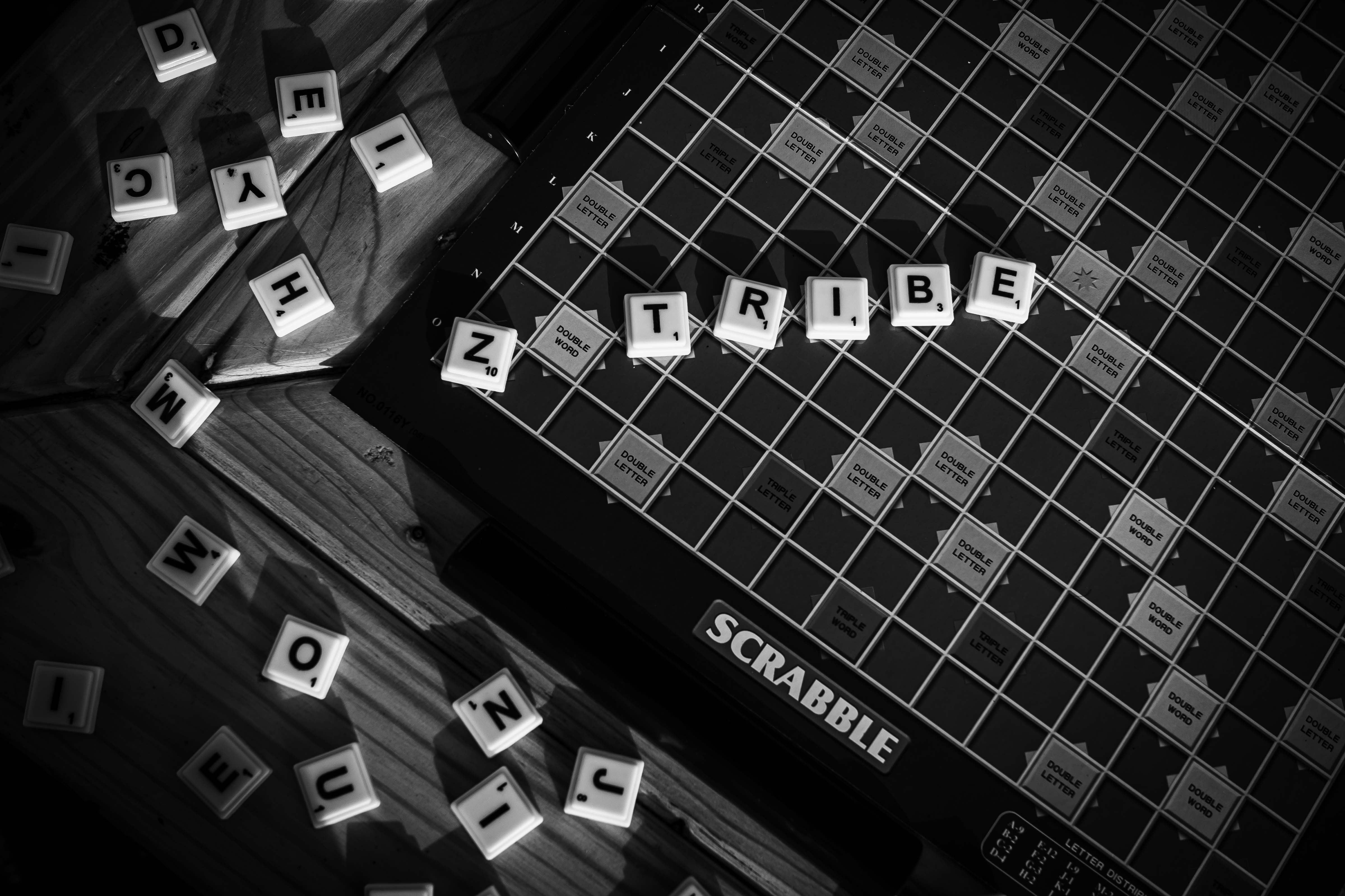 Black and White Scrabble Game Board Flat Lay · Free Stock Photo