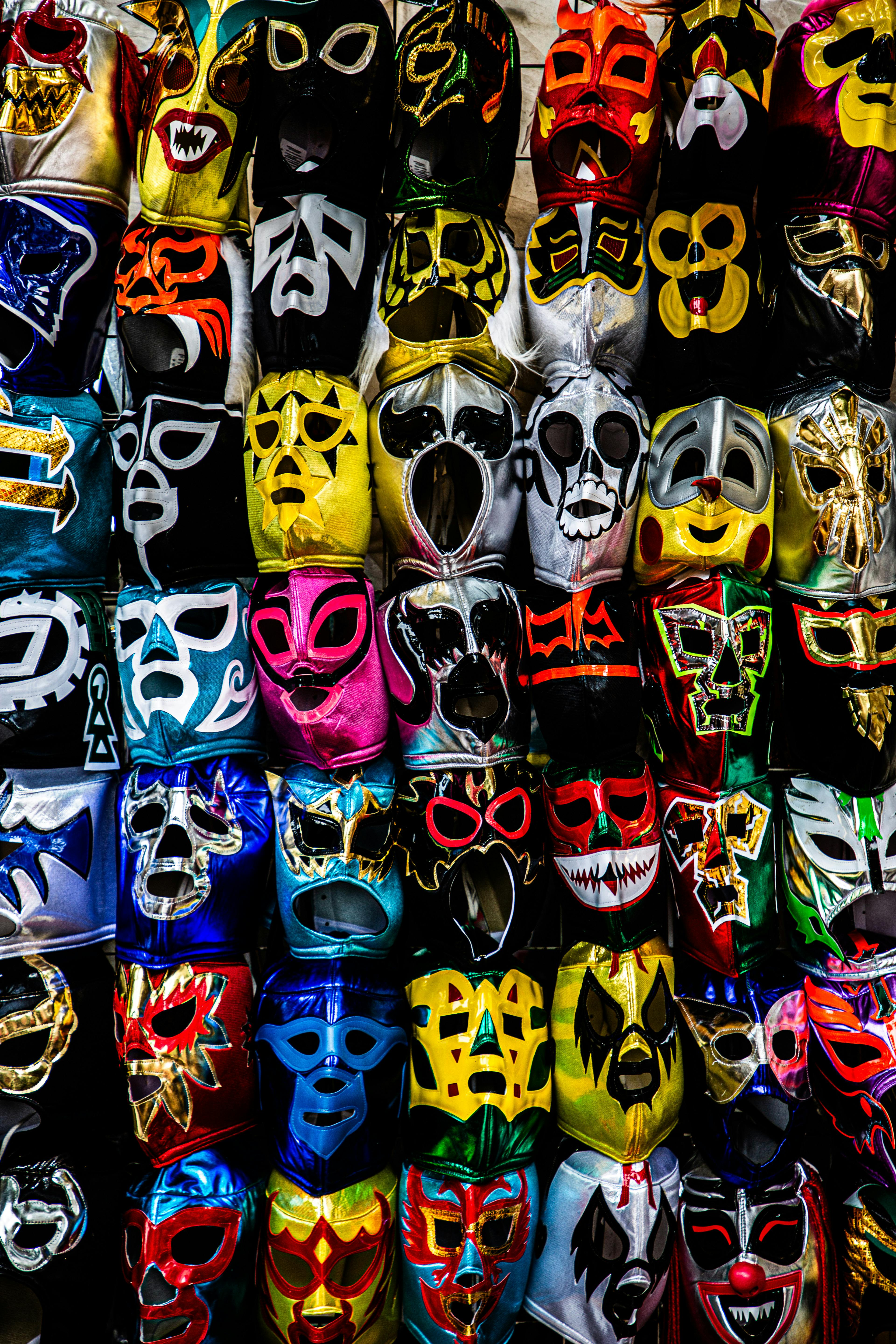 Colorful Lucha Libre Wrestling Masks Display · Free Stock Photo