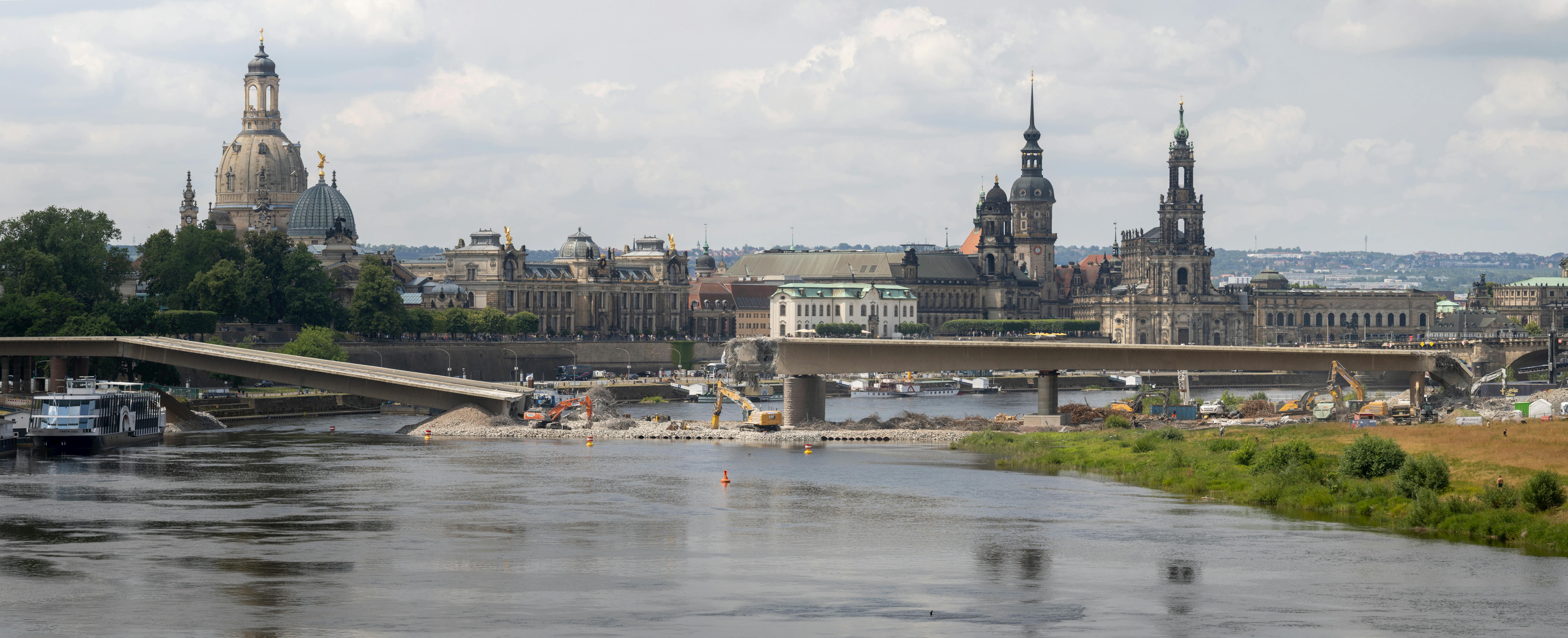 Dresden Cityscape with River Elbe and Bridge Construction · Free Stock ...