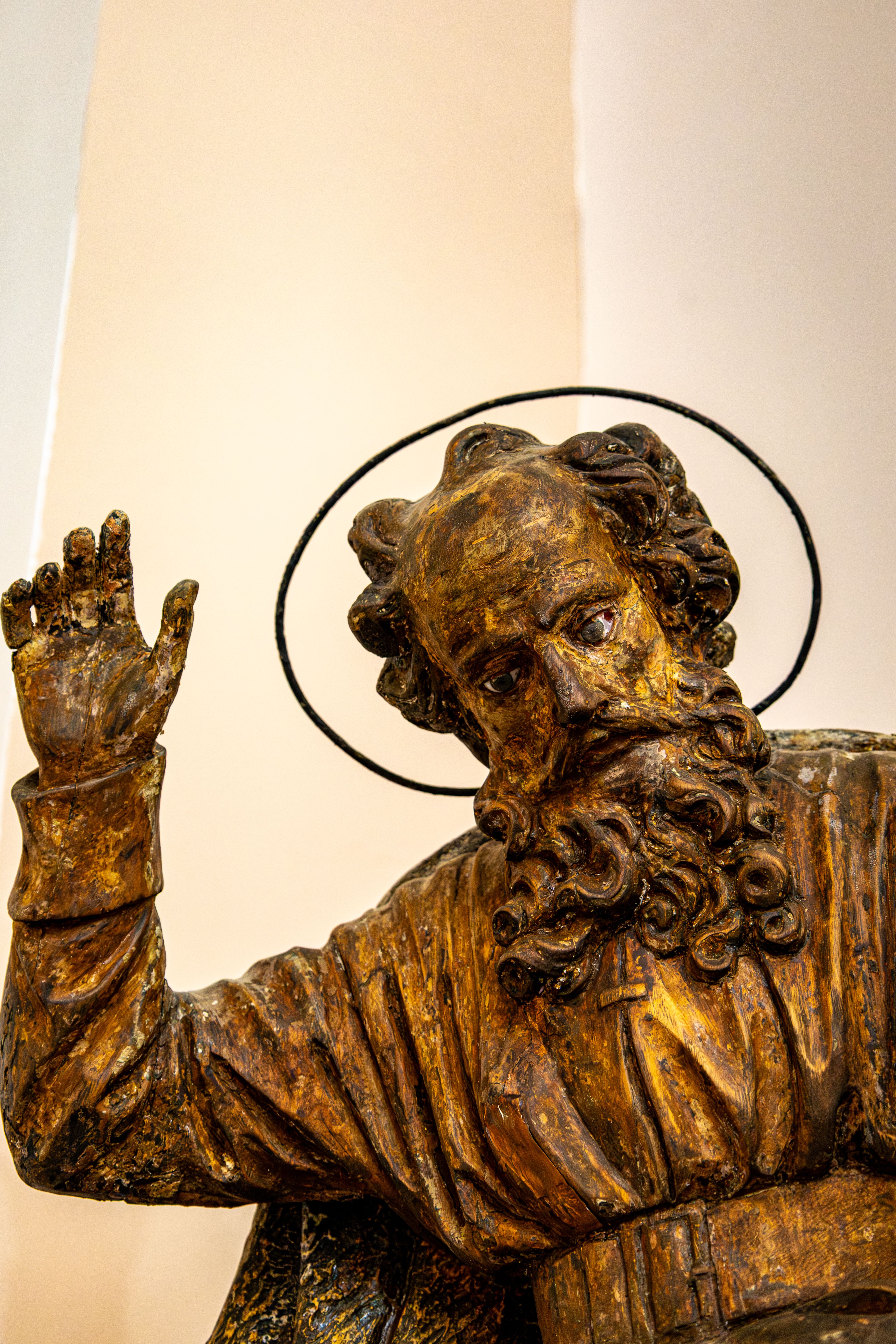 Baroque Wooden Saint Sculpture with Halo · Free Stock Photo