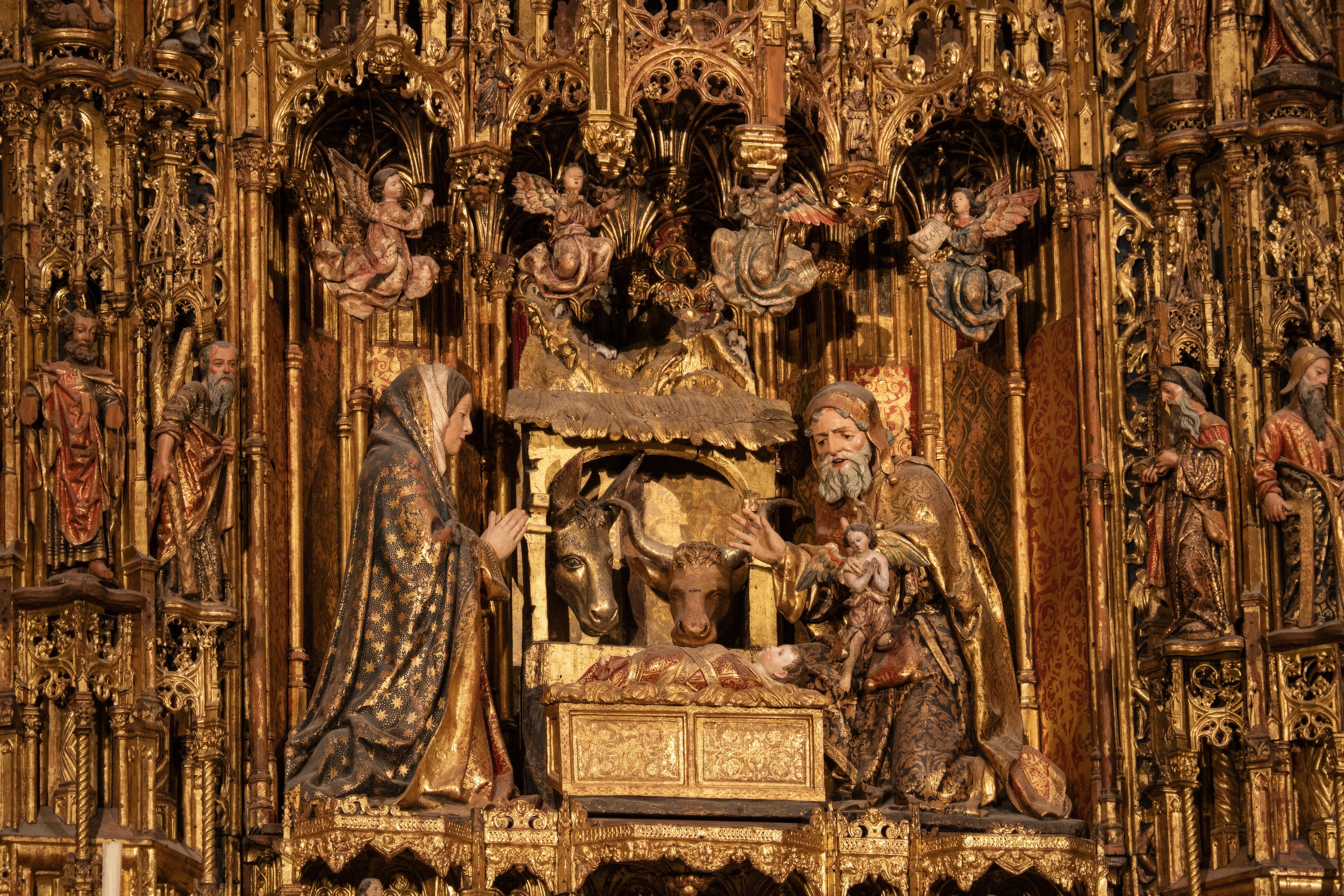 Ornate Religious Altar with Nativity Scene Detail · Free Stock Photo