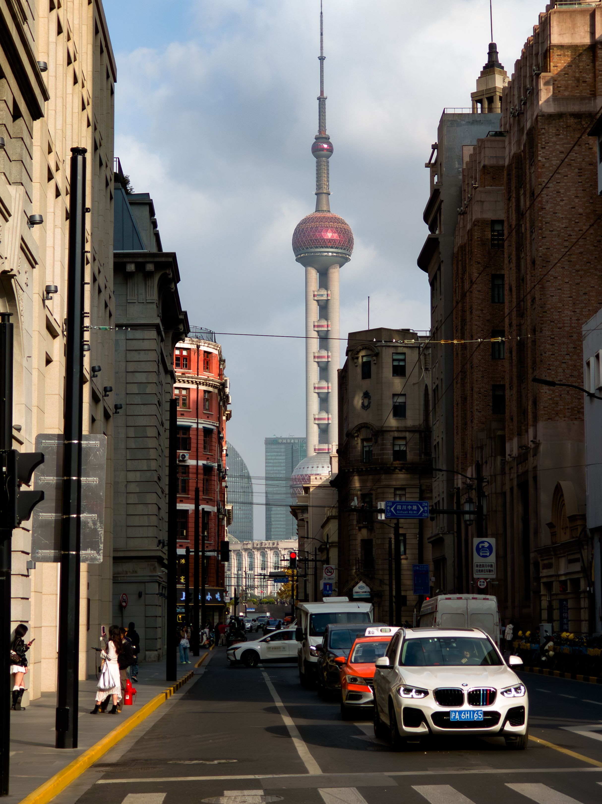 Shanghai city street with Oriental Pearl Tower view · Free Stock Photo