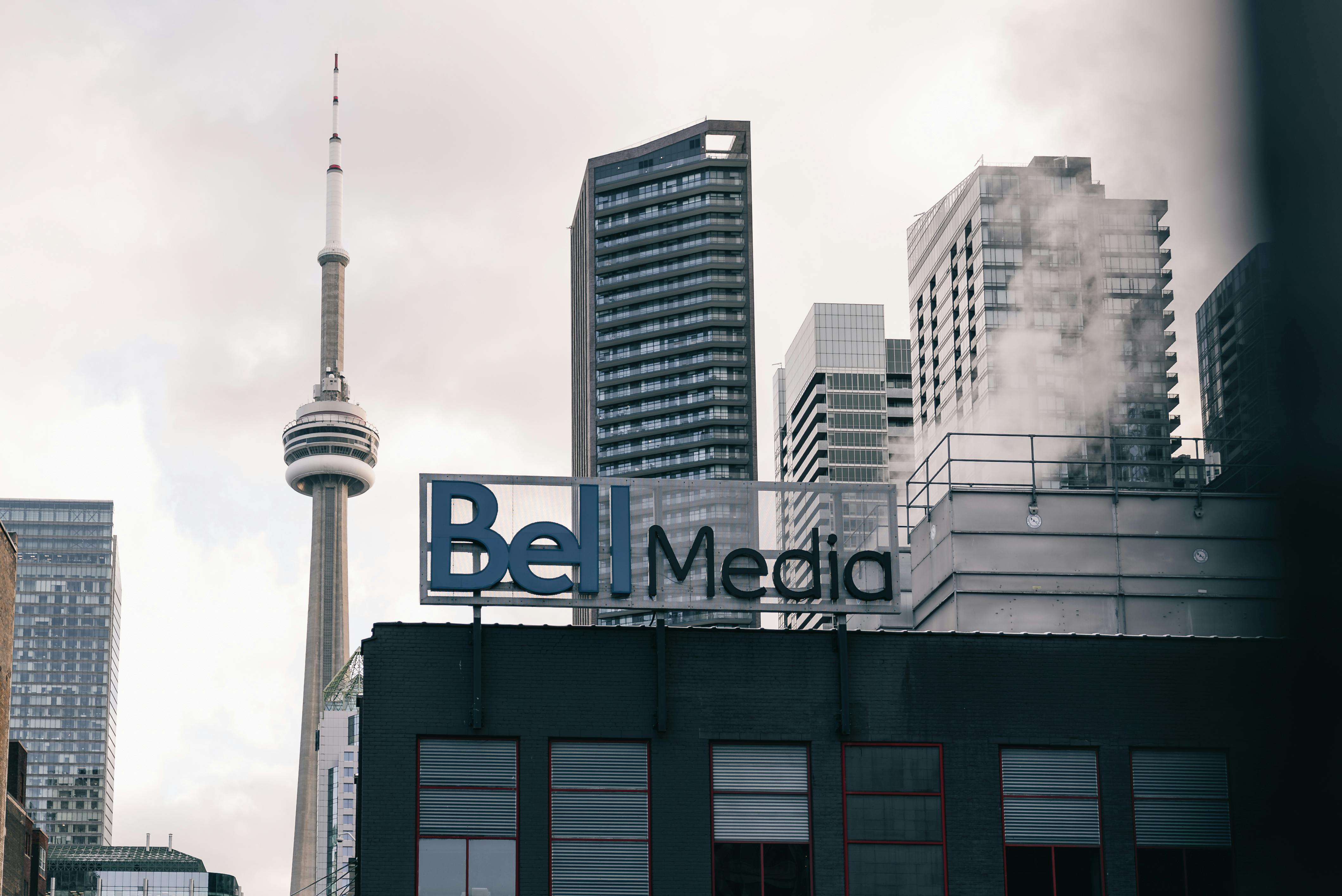 Toronto Skyline with CN Tower and Bell Media Signage · Free Stock Photo