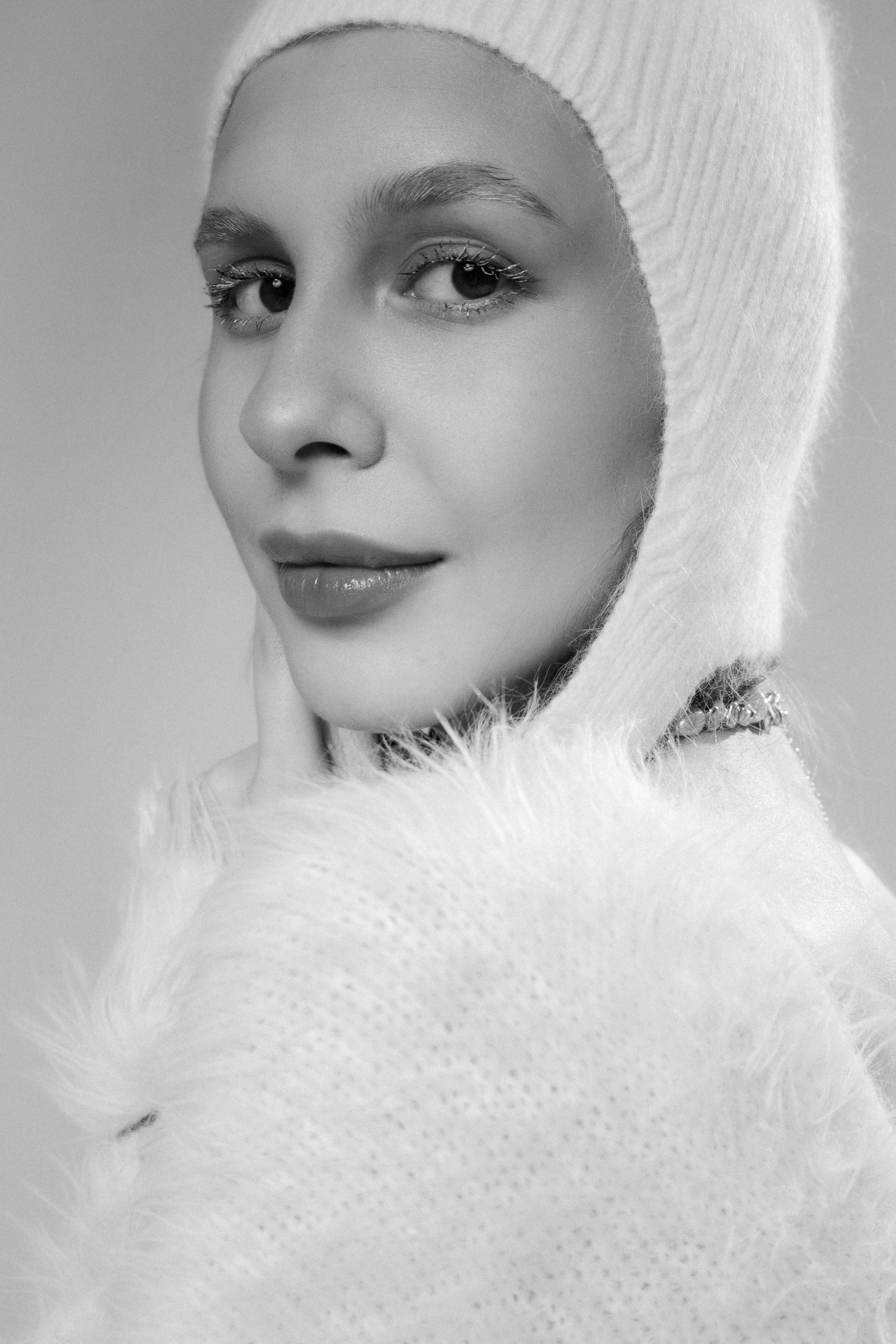 Elegant Black and White Winter Portrait · Free Stock Photo