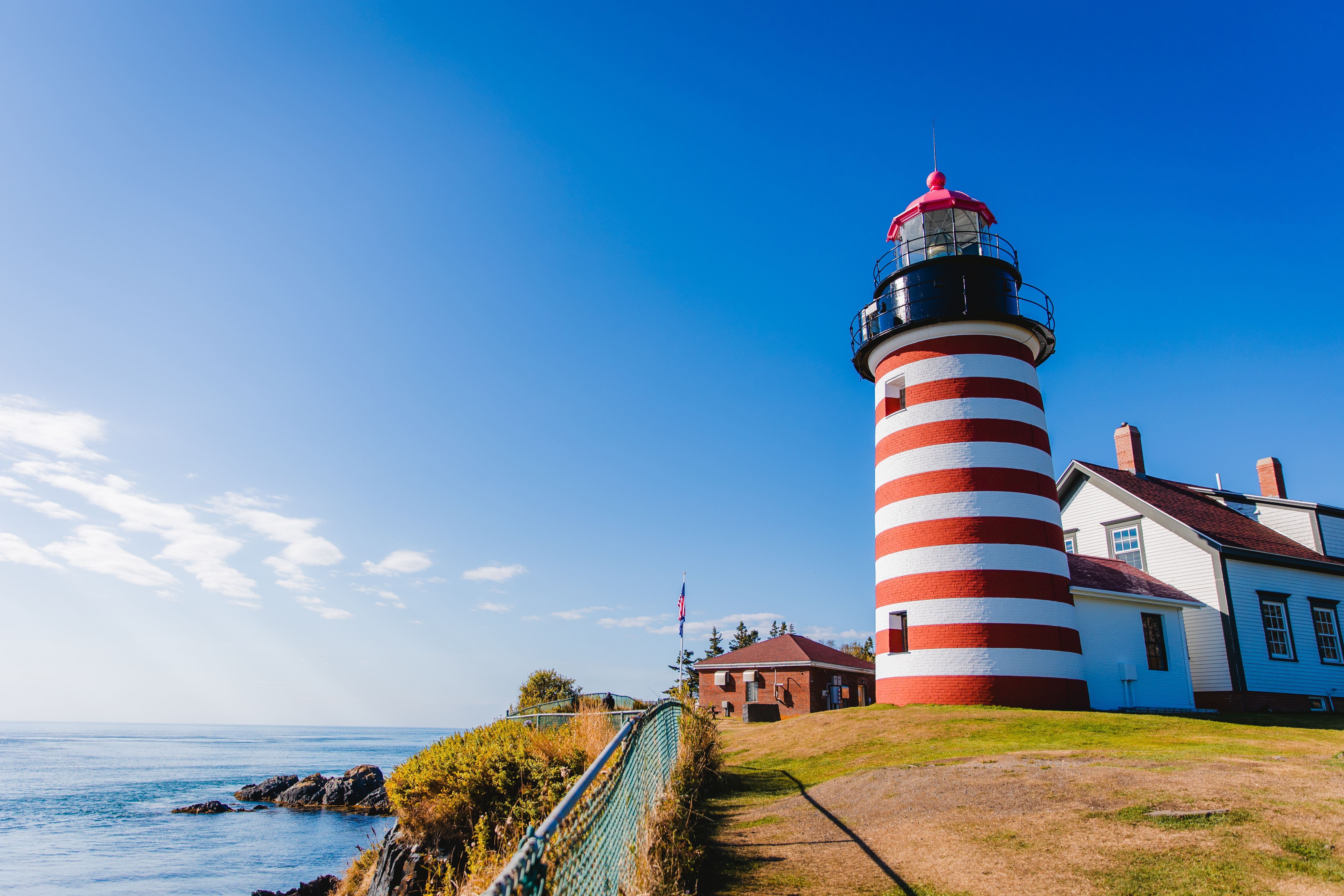 Quoddy Head Lighthouse on Clear Blue Day · Free Stock Photo