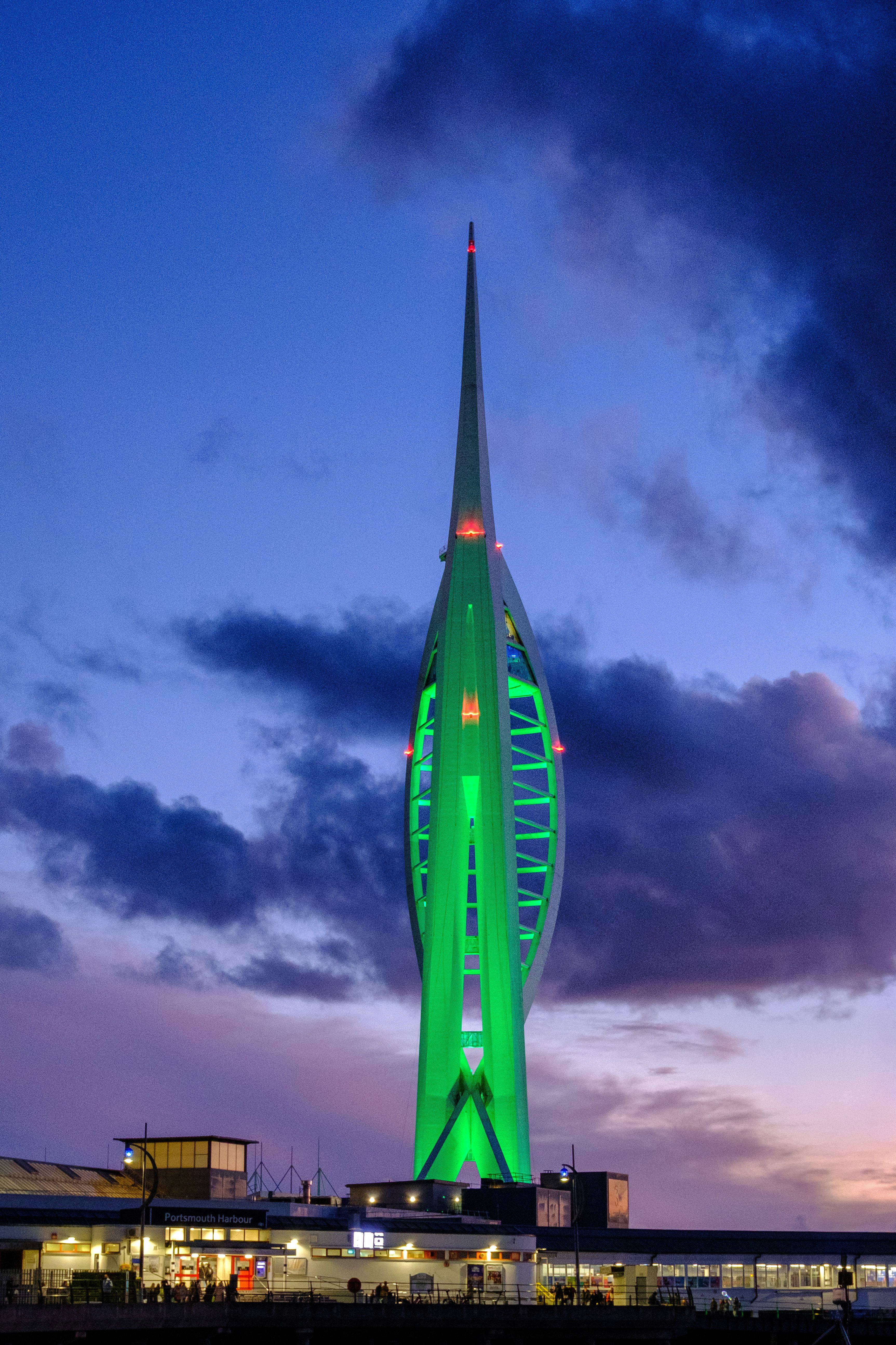 Spinnaker Tower Illuminated at Twilight · Free Stock Photo