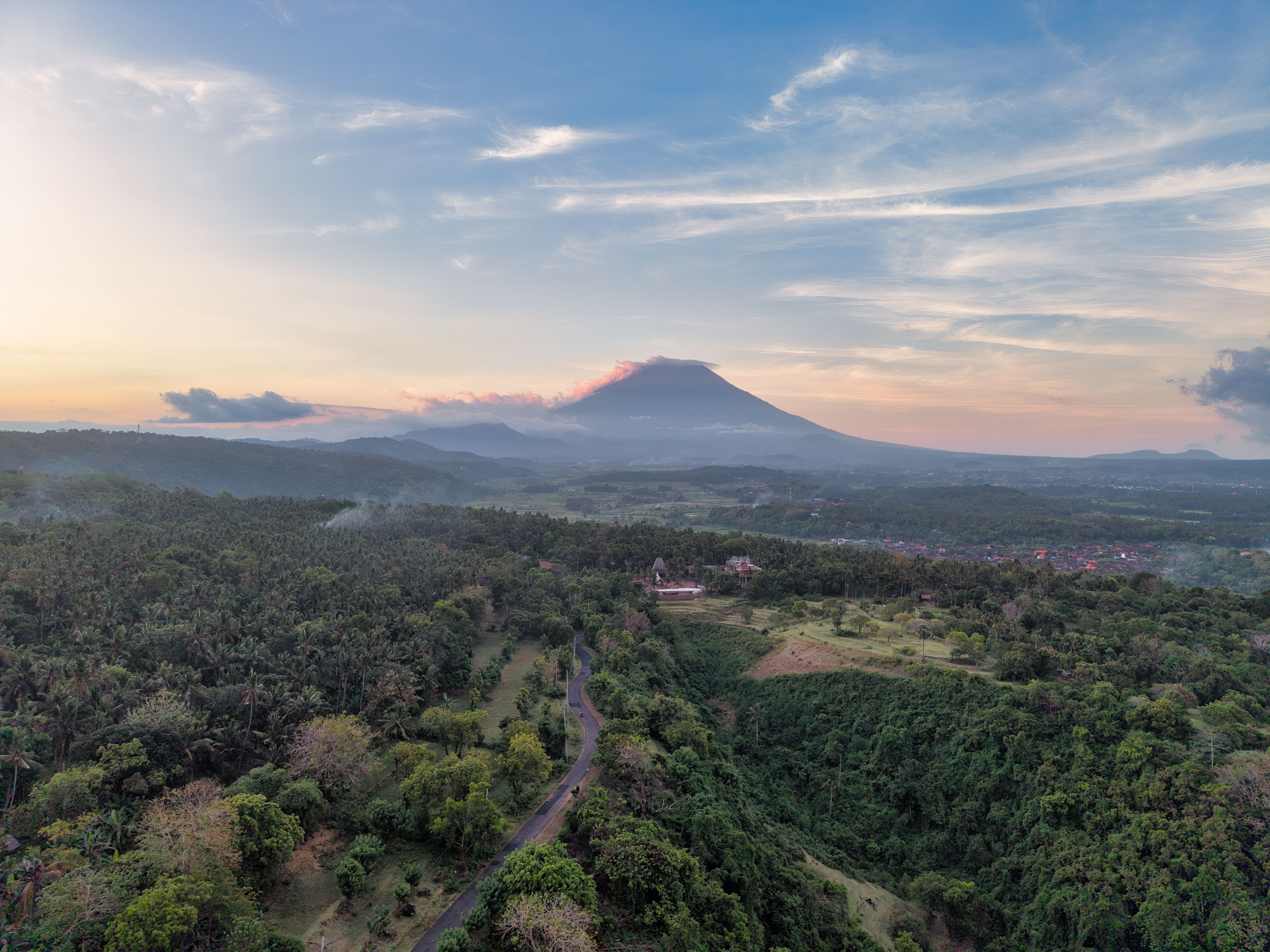 Serene Aerial View of Mount Agung at Sunrise in Bali · Free Stock Photo