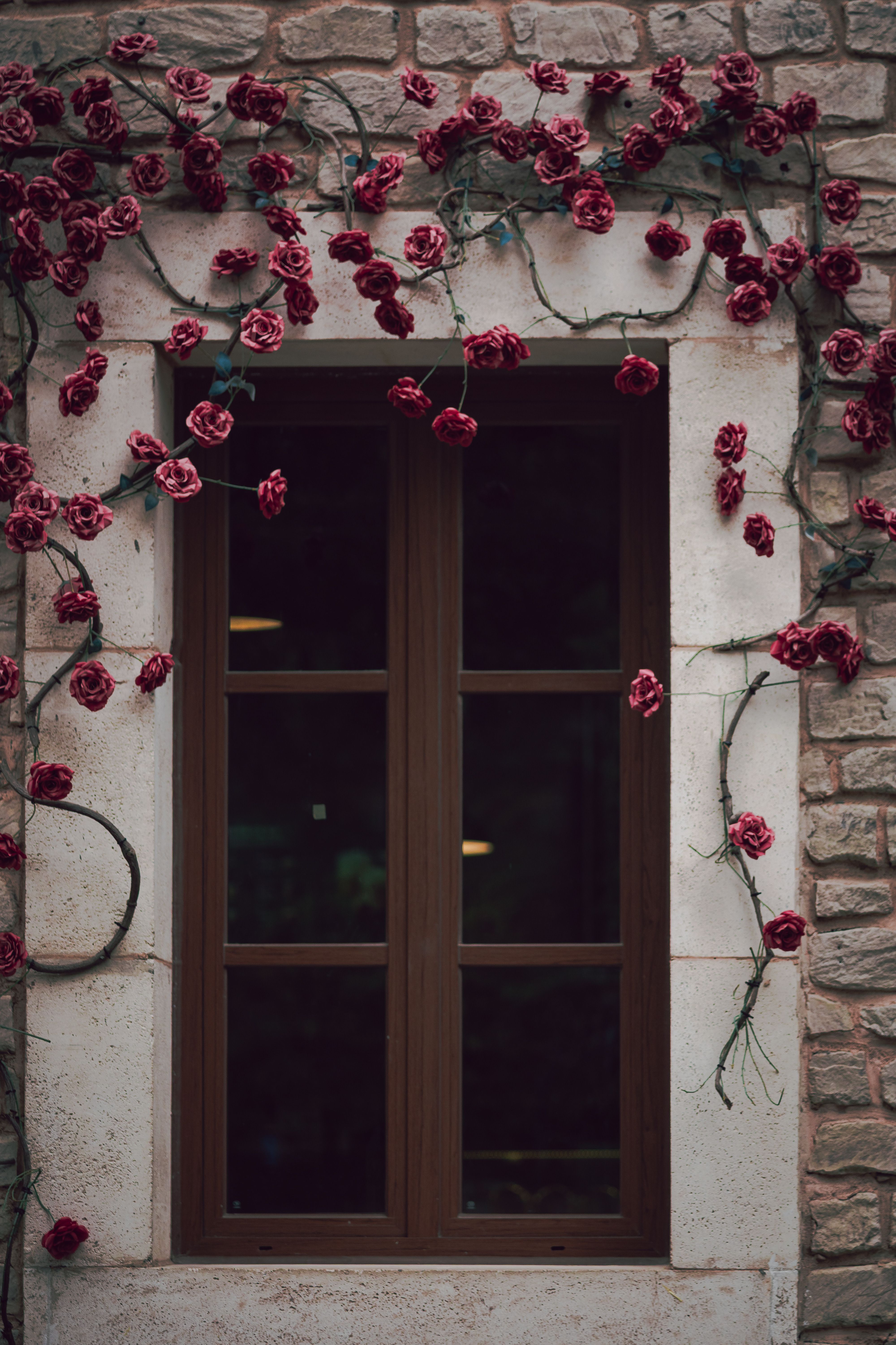 Charming Stone Wall with Classic Wooden Window · Free Stock Photo