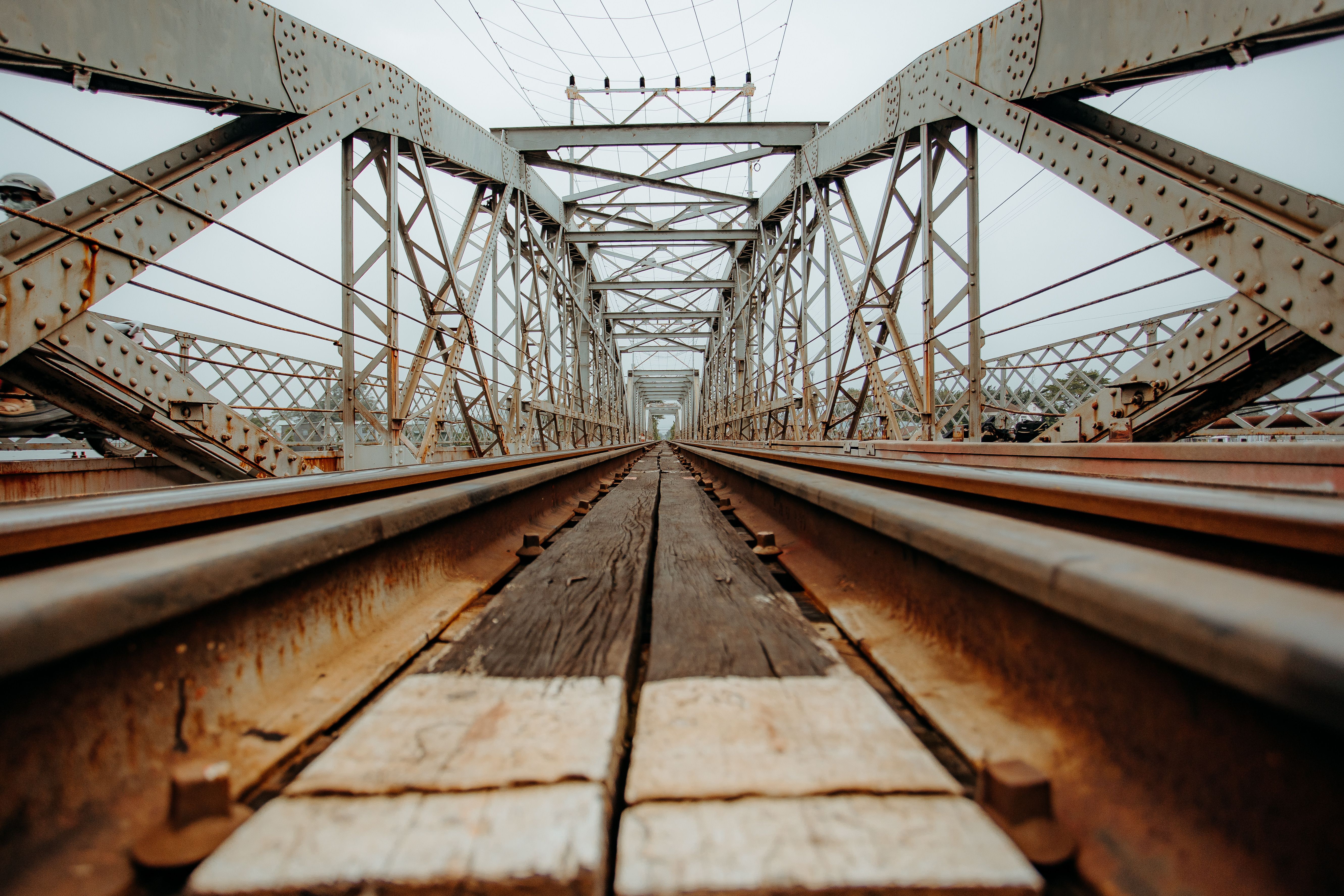 Industrial Steel Bridge with Railway Tracks · Free Stock Photo