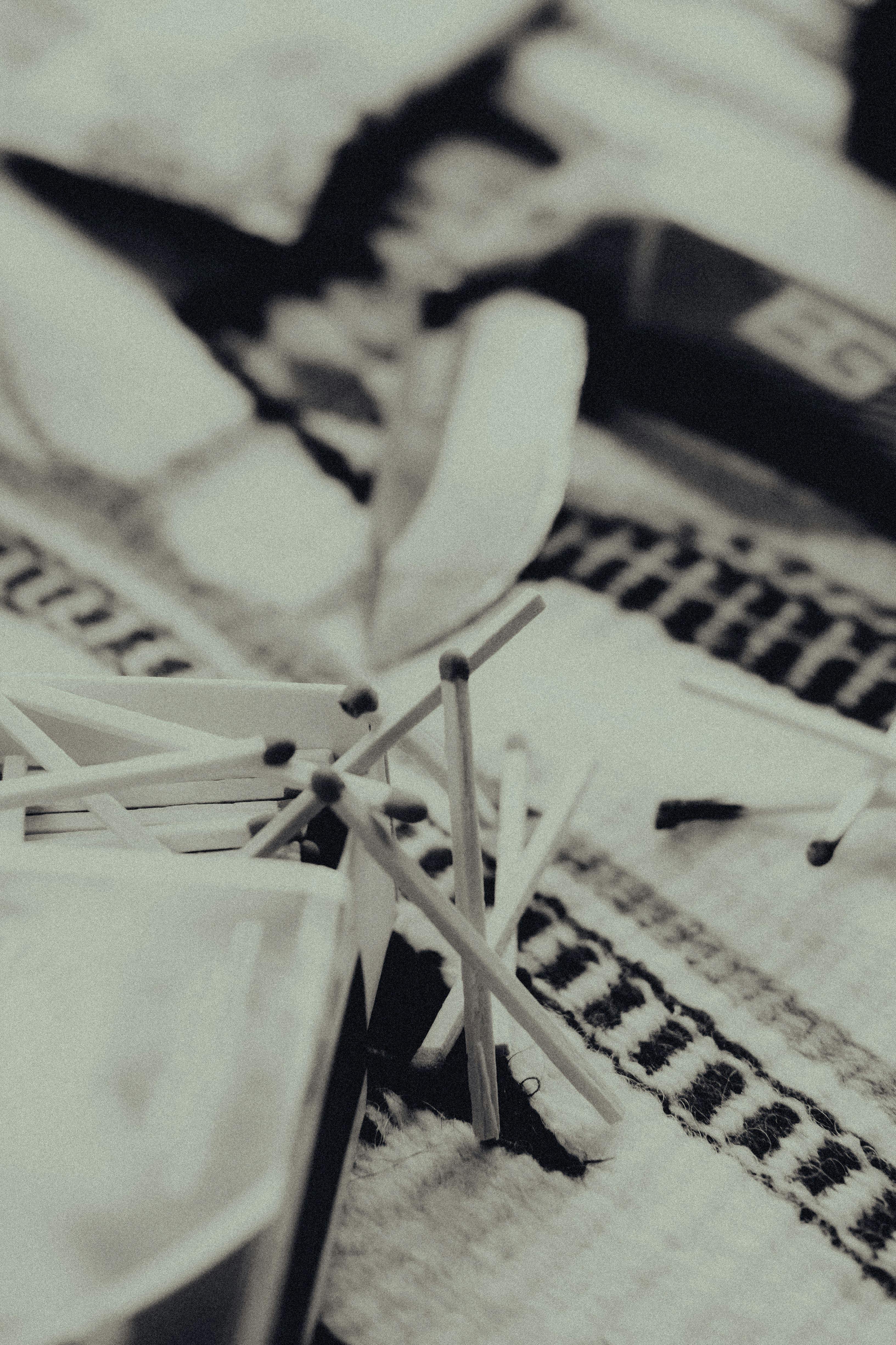 Artistic Black and White Matchstick Composition · Free Stock Photo