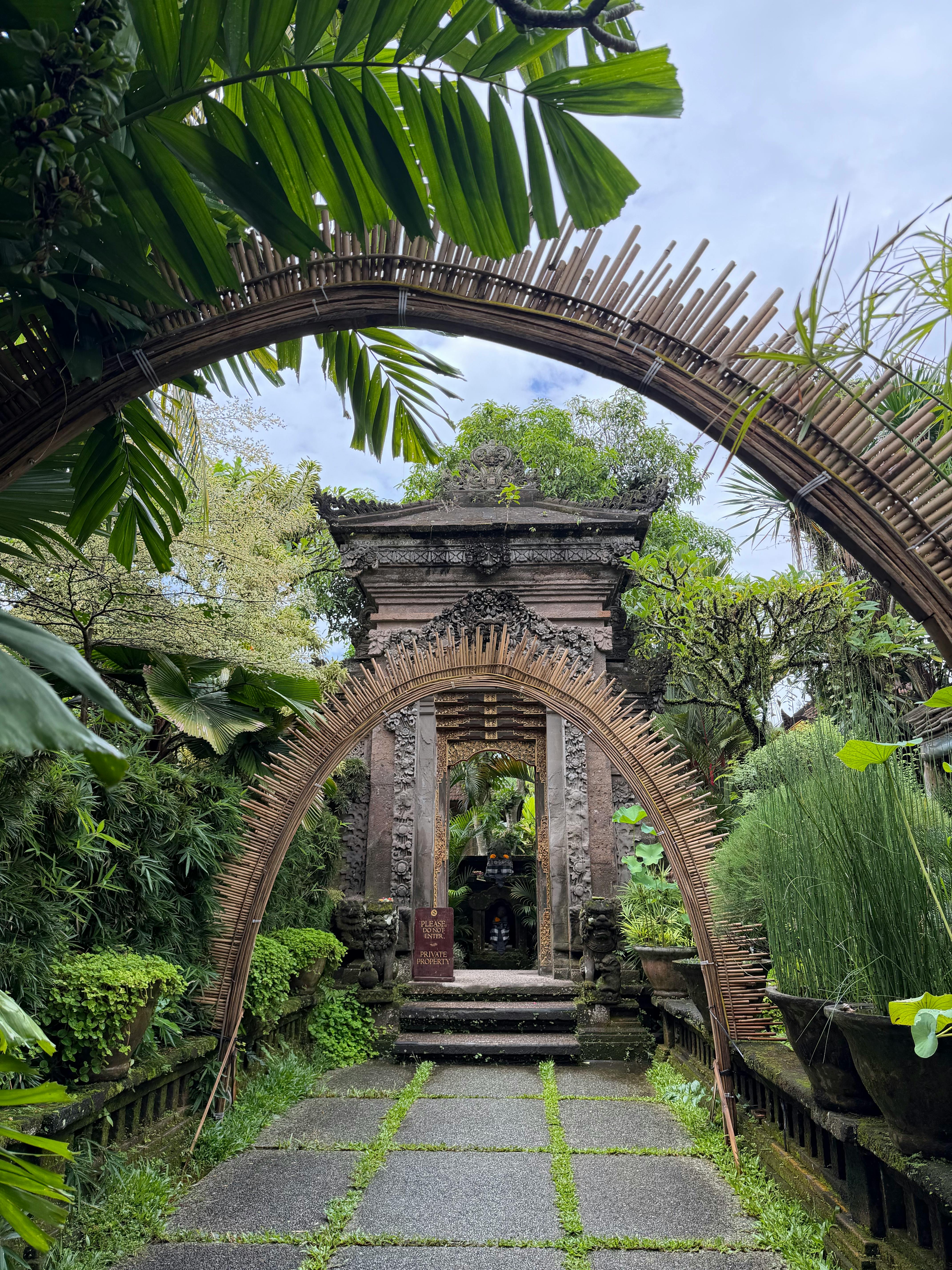 Bali Temple Gateway with Bamboo Arch · Free Stock Photo