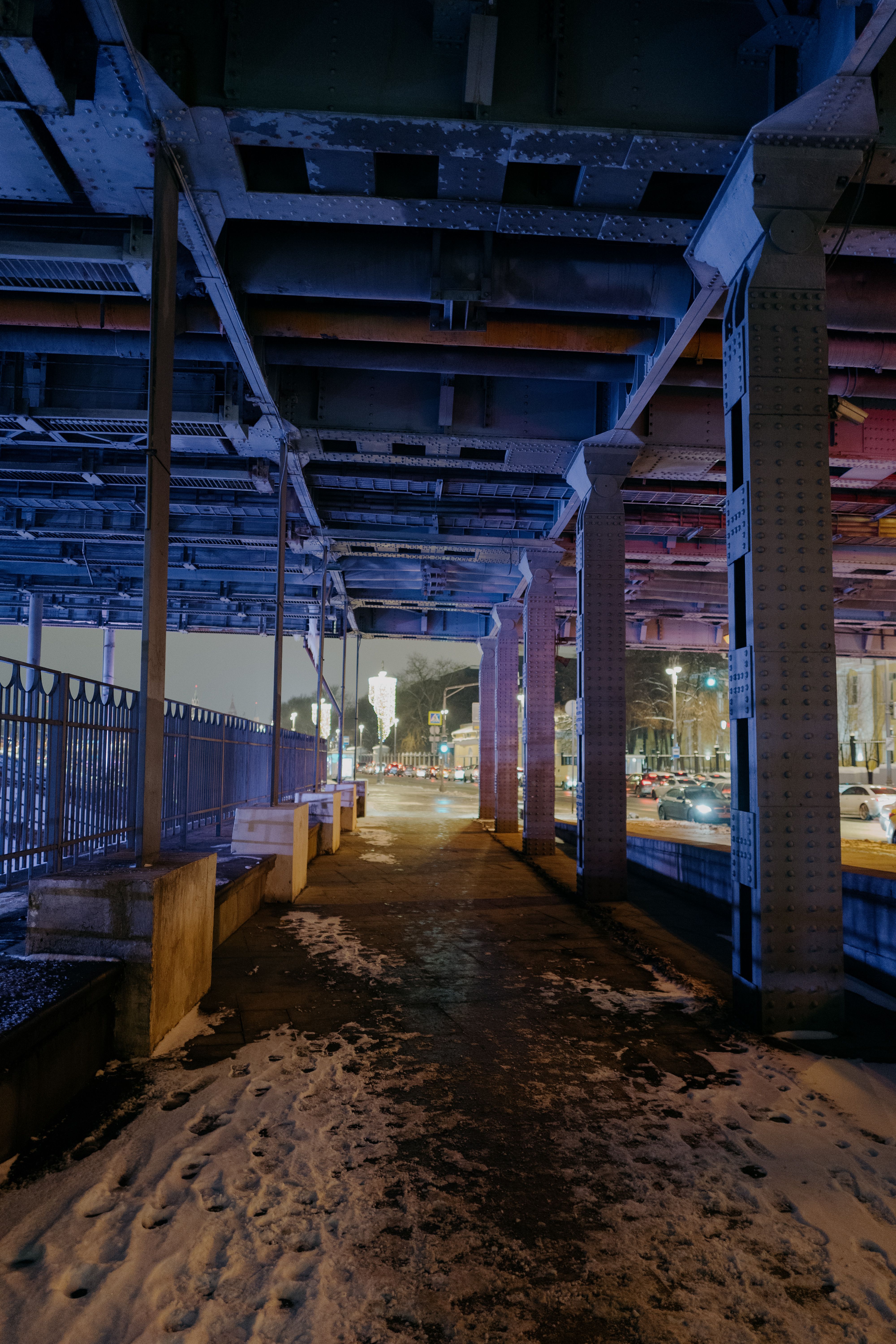 Urban Underpass in Winter Evening with Artificial Light · Free Stock Photo