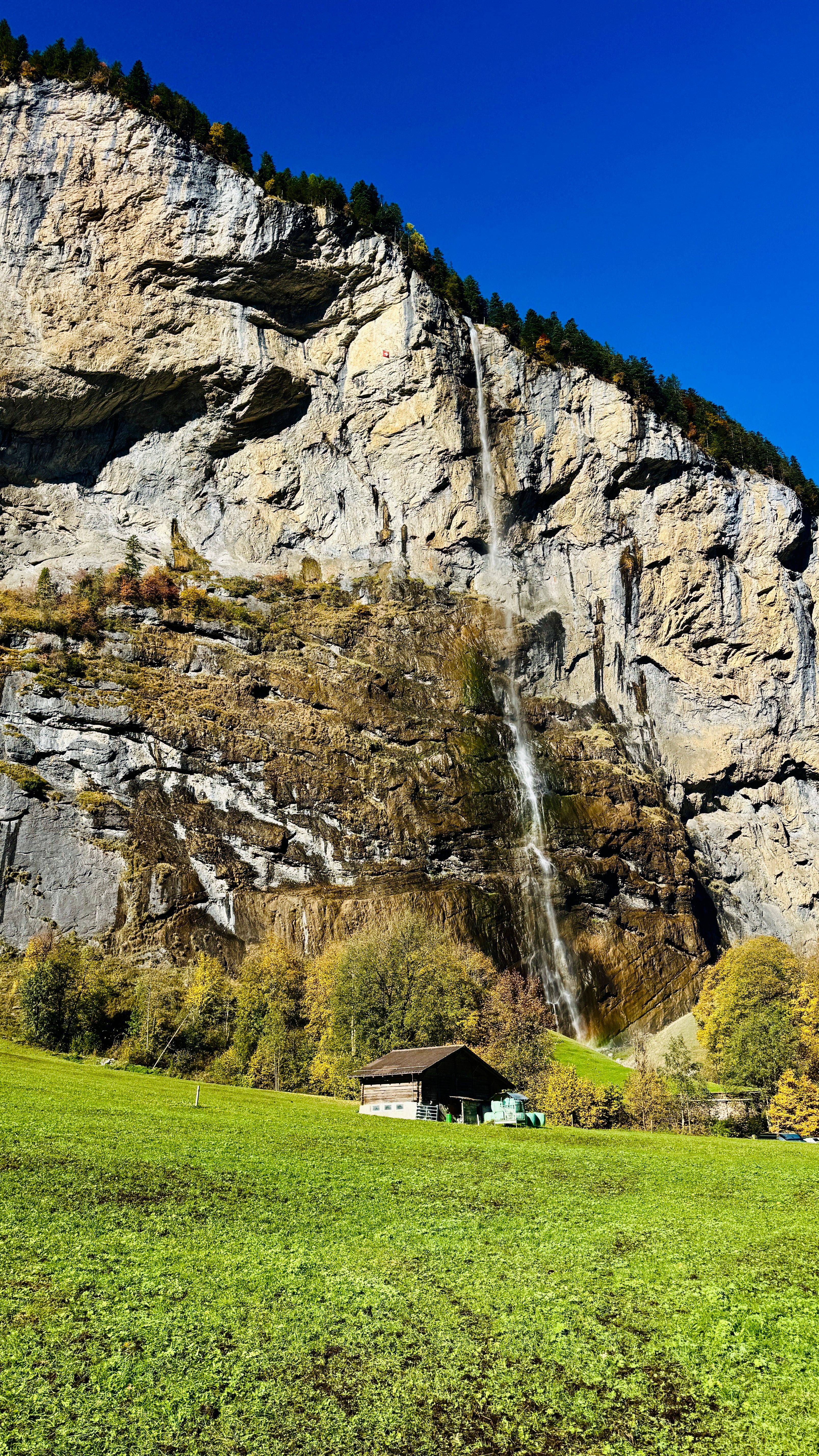 Stunning Swiss Waterfall in Alpine Landscape · Free Stock Photo