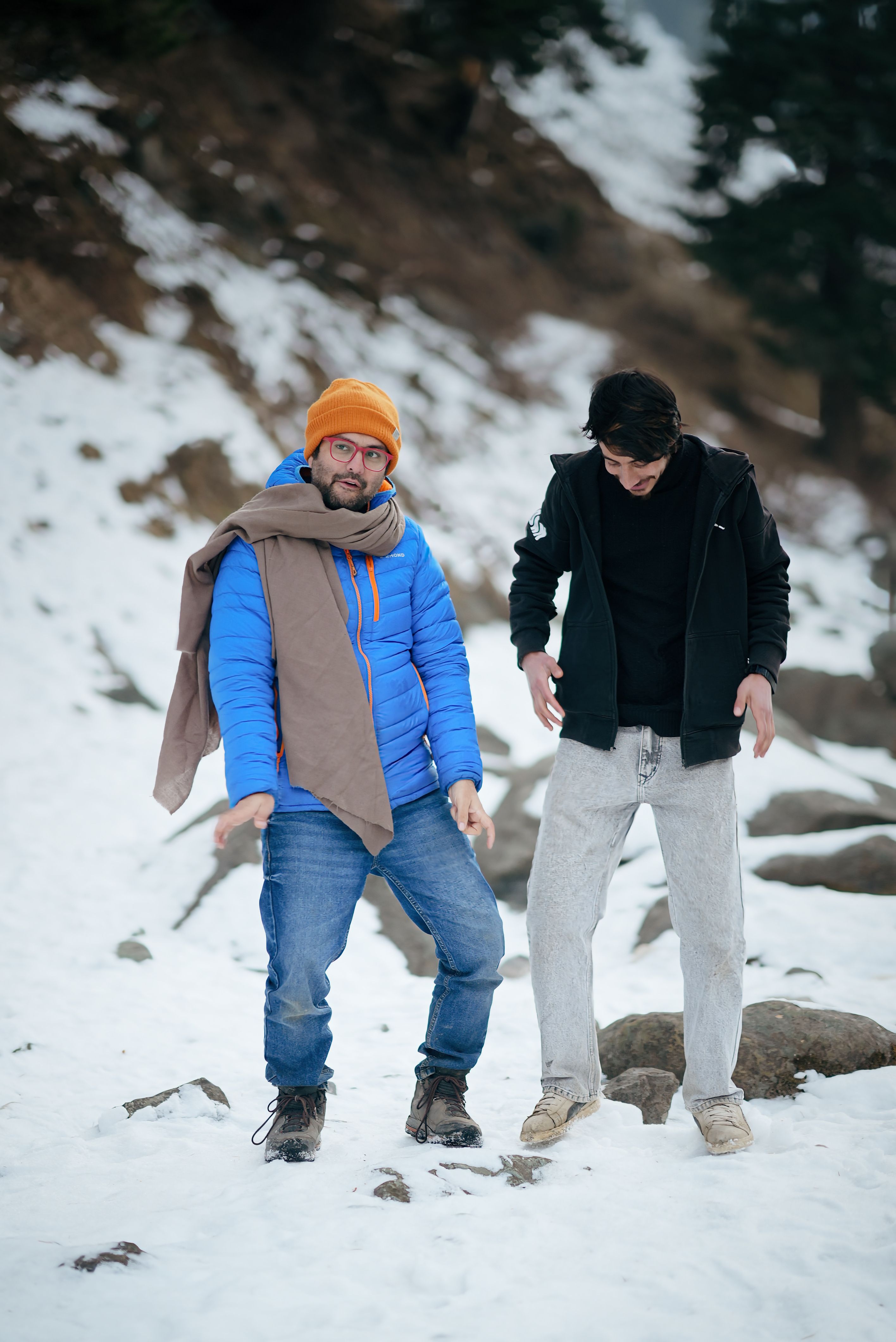 Men Enjoying a Snowy Landscape in Jammu and Kashmir · Free Stock Photo