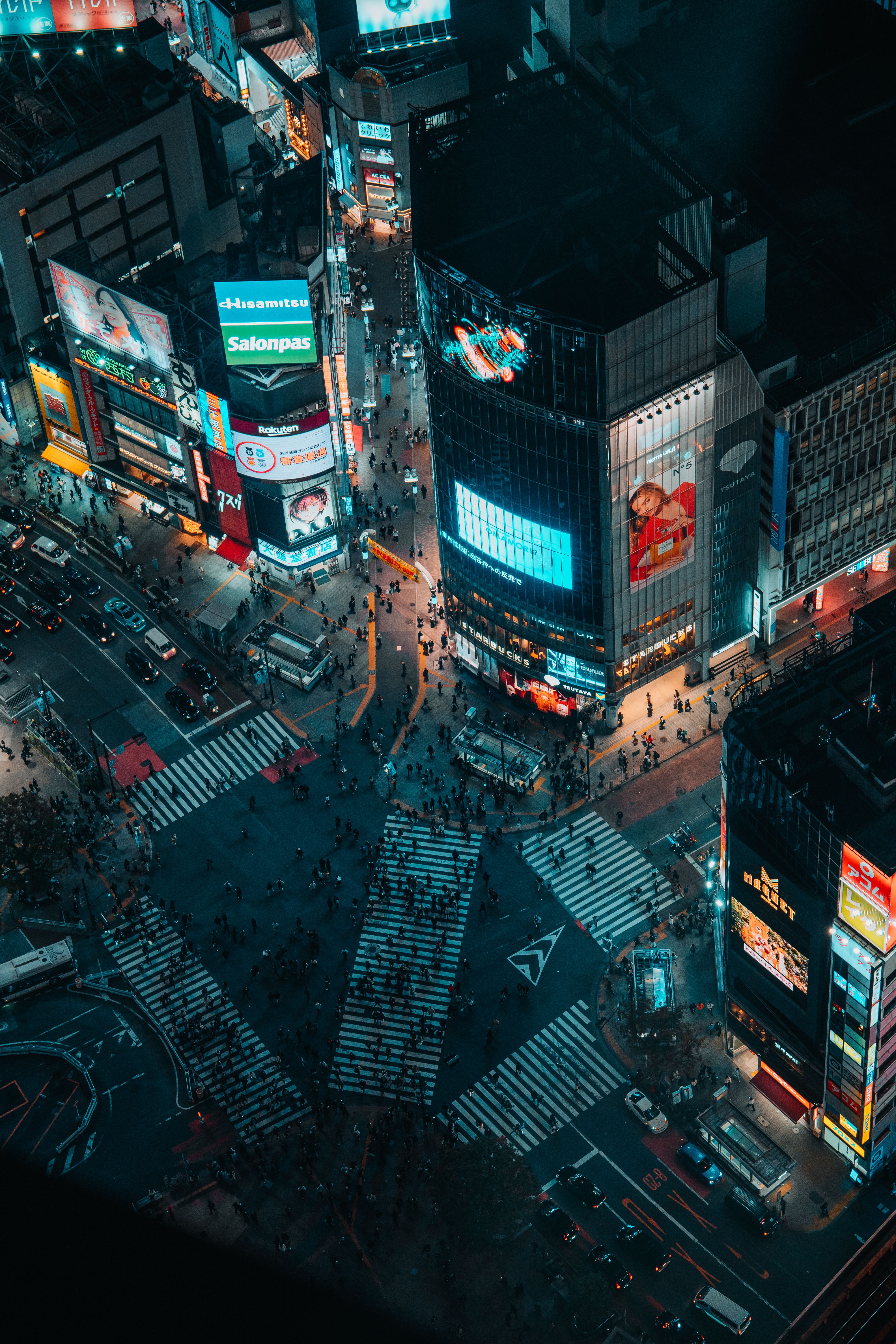 Aerial Night View of Shibuya Crossing in Tokyo · Free Stock Photo