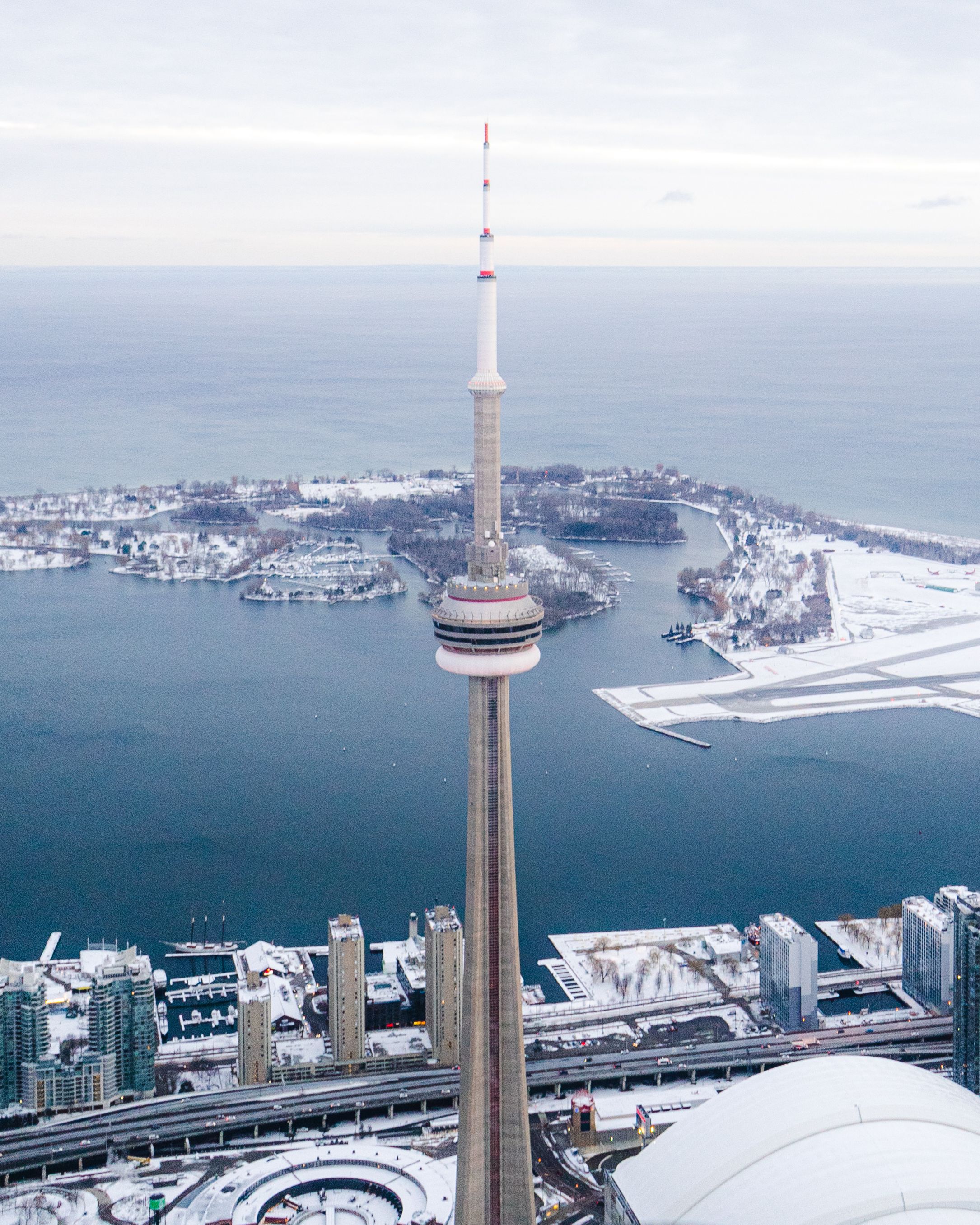 Aerial View of Toronto CN Tower in Winter · Free Stock Photo