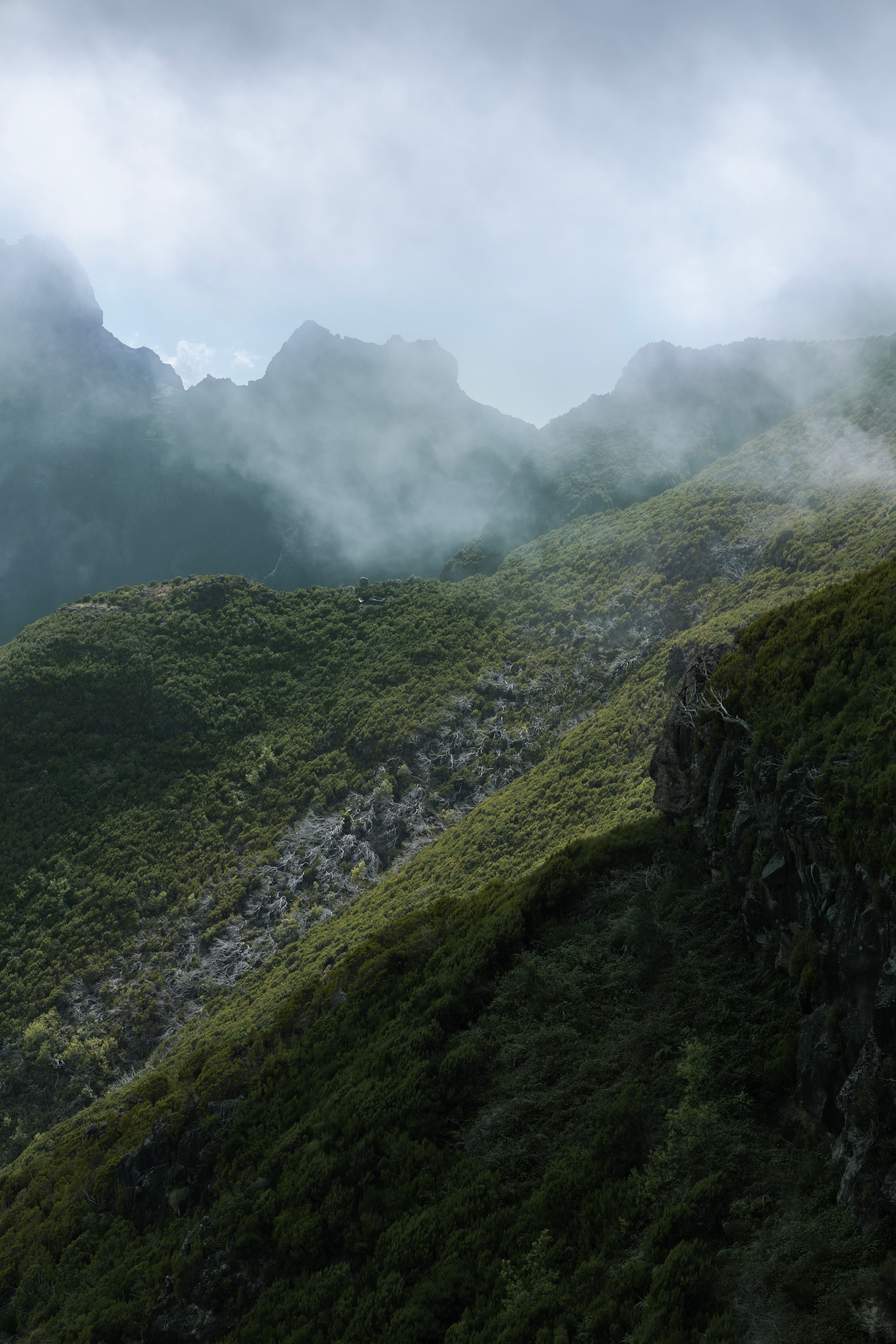 Vista De La Montaña Brumosa En Madeira, Portugal · Foto de stock gratuita