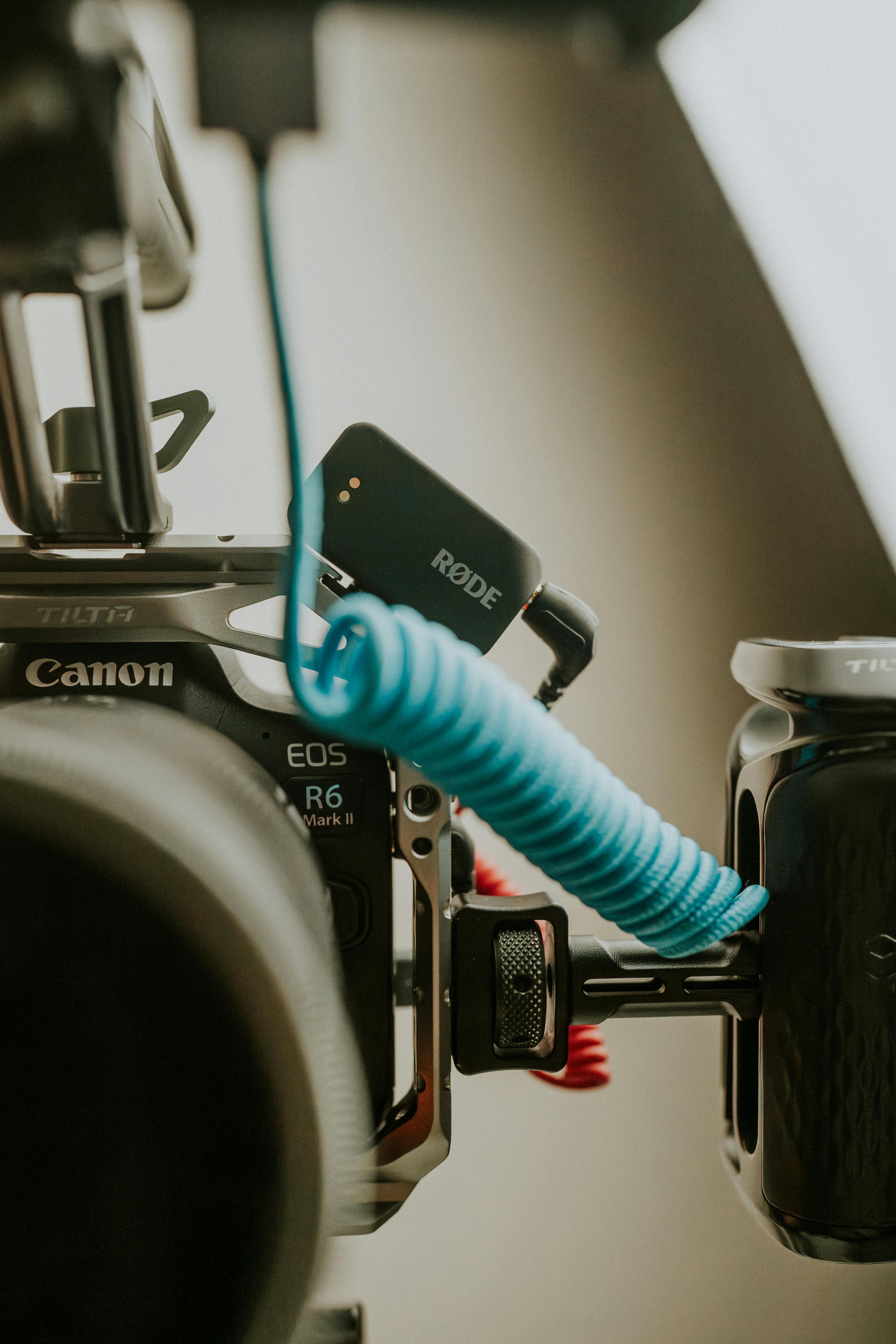 Close-Up of Camera with Audio Equipment · Free Stock Photo