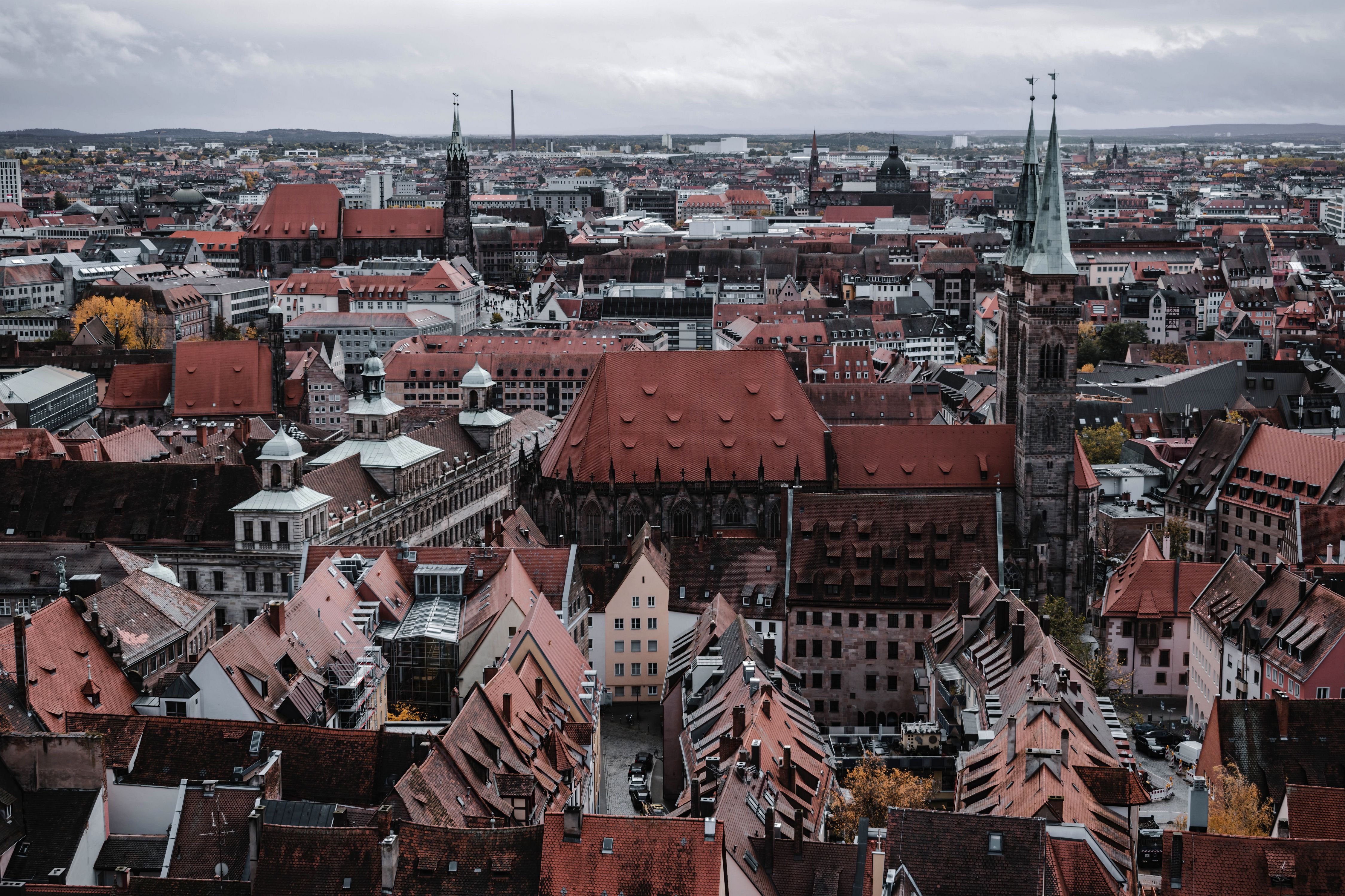 Scenic Aerial View of Nuremberg's Historic Rooftops · Free Stock Photo